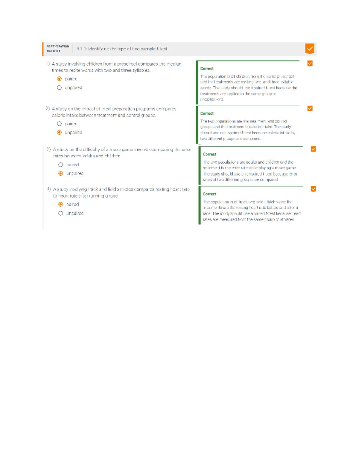 Zybooks module 8 - PARTICIPATION ACTIVITY 8.1: Identifying the type of ...