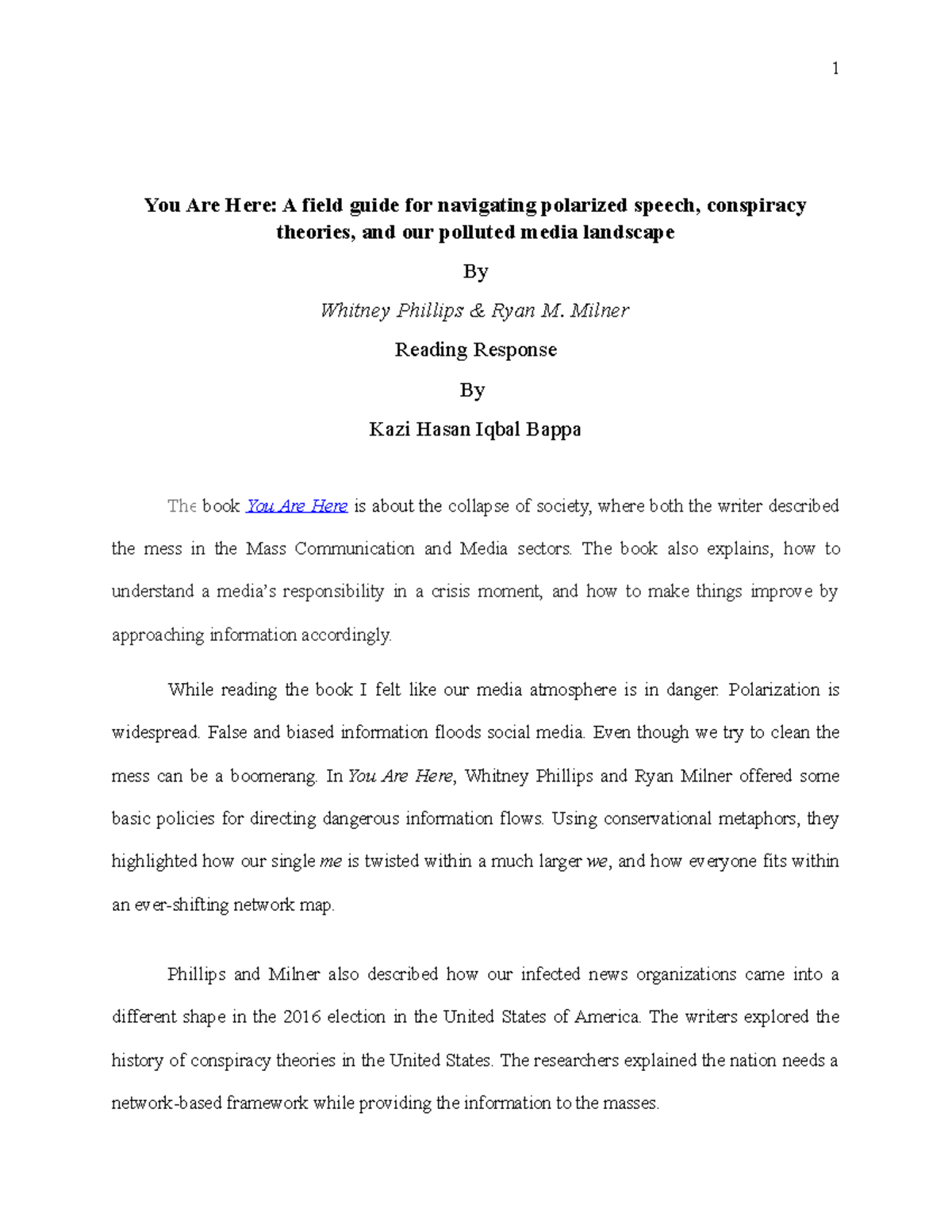 You are here - Reading Response of "You are here" by Whitney Phillips ...