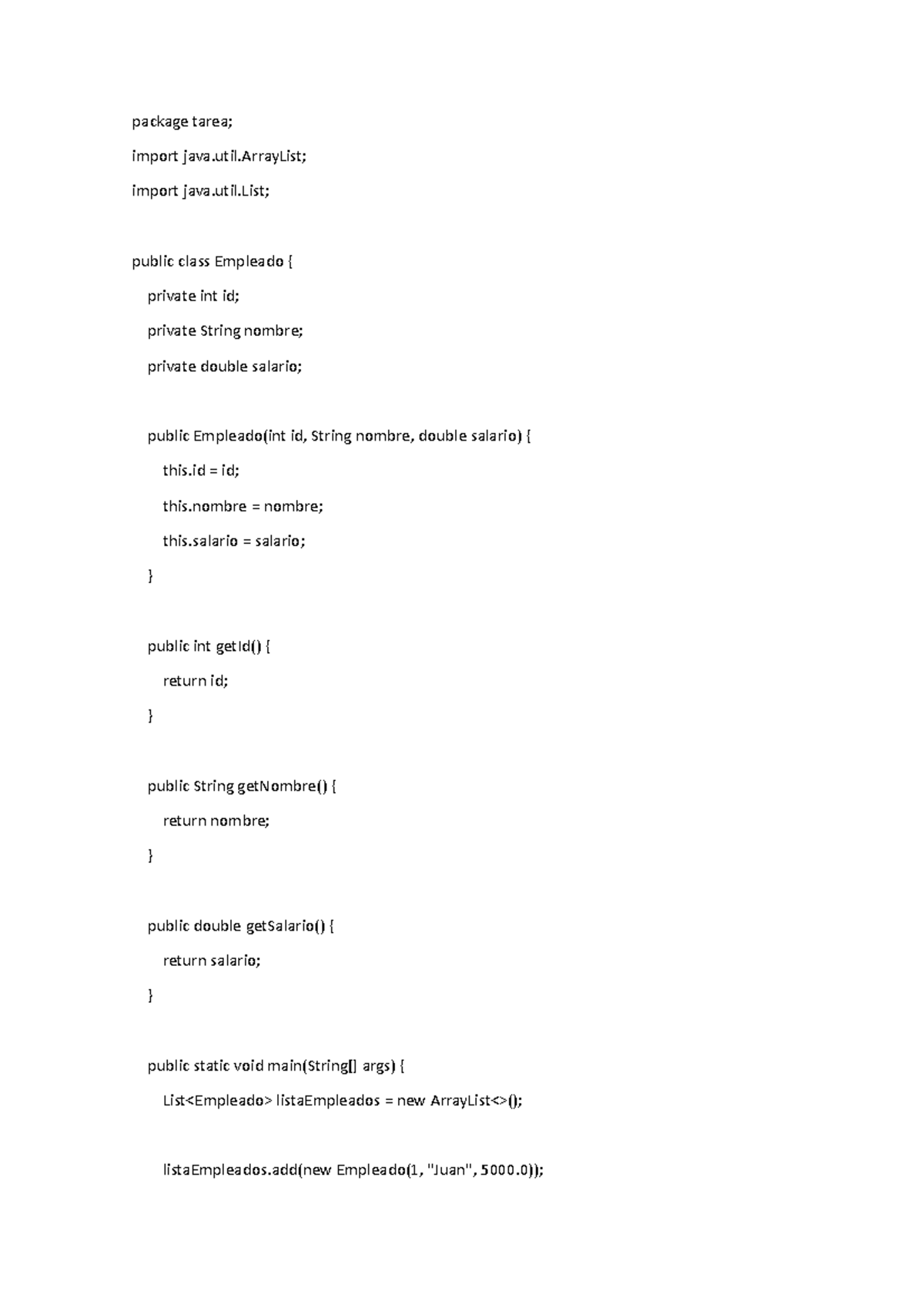 S13.s2 - Resolver ejercicios - package tarea; import java.util; import ...