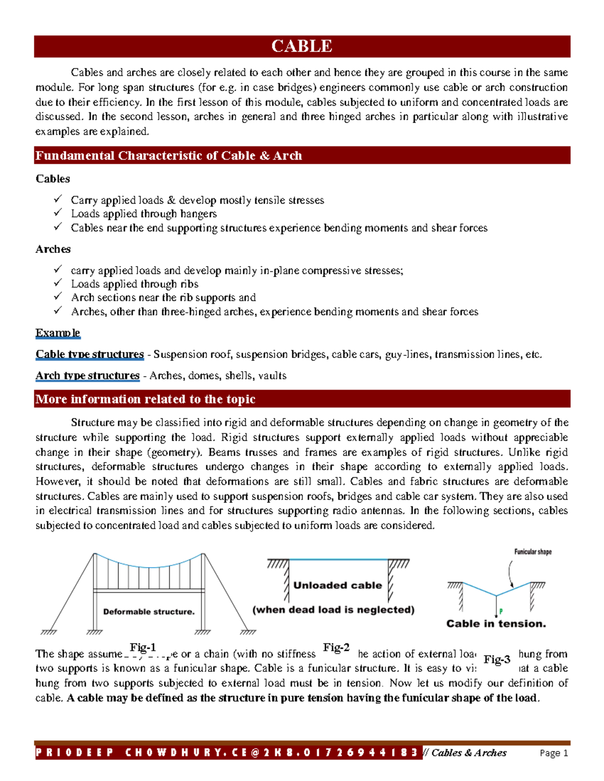 Cable arches - CABLE Cables and arches are closely related to each ...