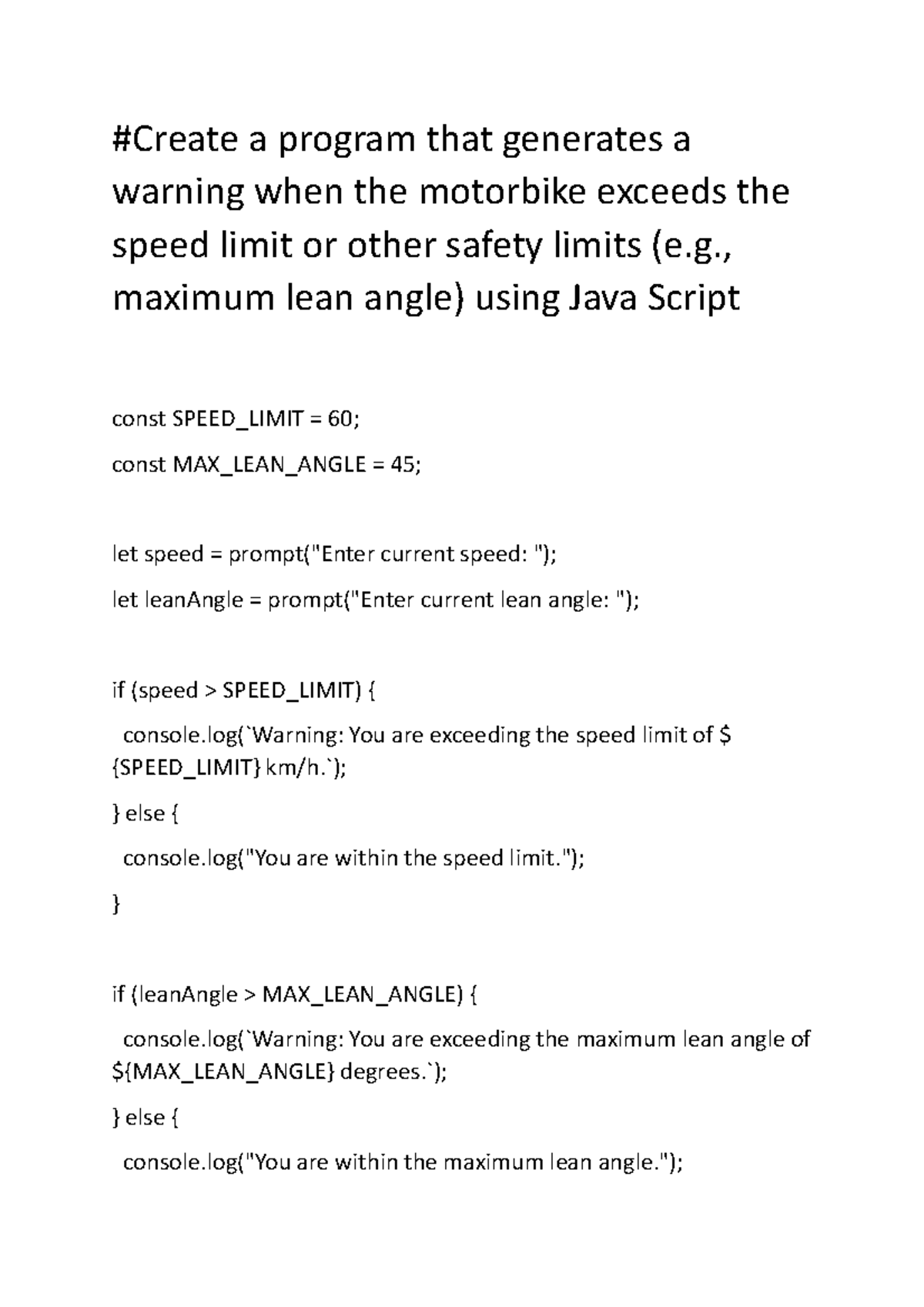 Other Safety Limits Java Script Create A Program That Generates A