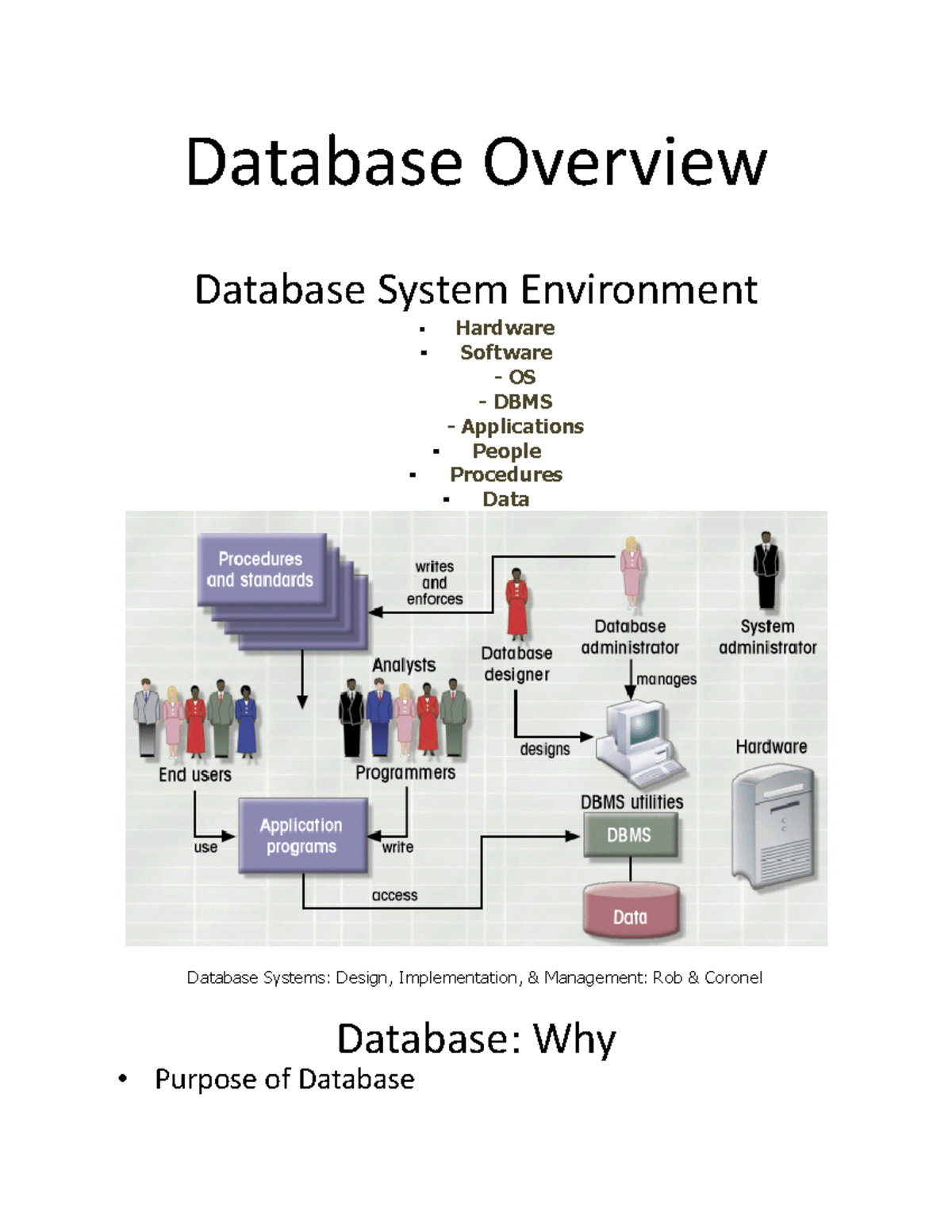 Databases Overview - Database Overview Database System Environment ...