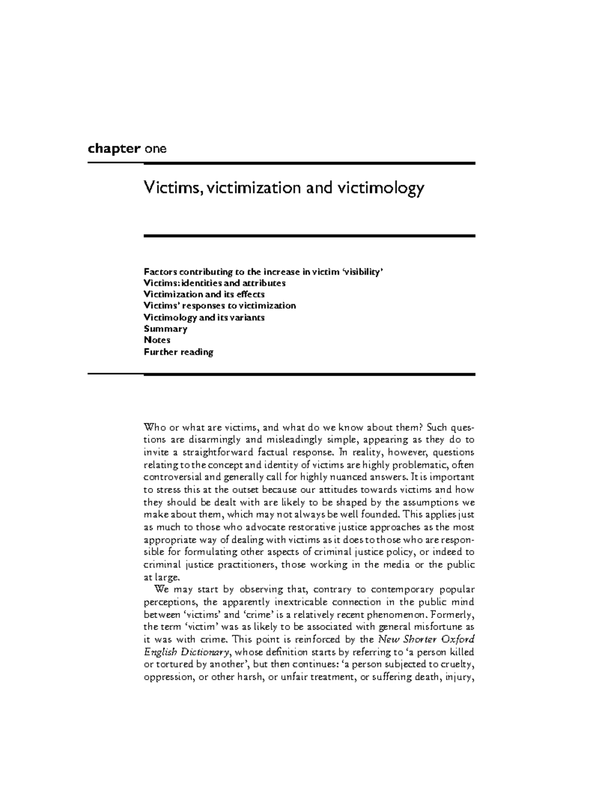 Dignan (2005 ) Ch. 1 Victims Victimisation Victimology - chapter one ...