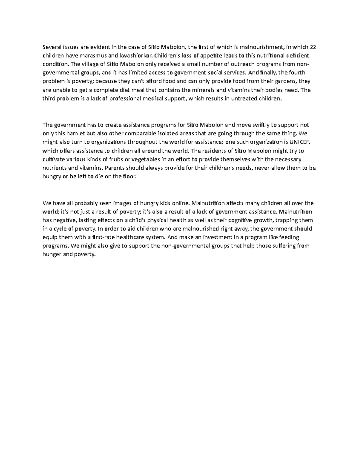 Essay#5 draft - cwts - Several issues are evident in the case of Sitio ...