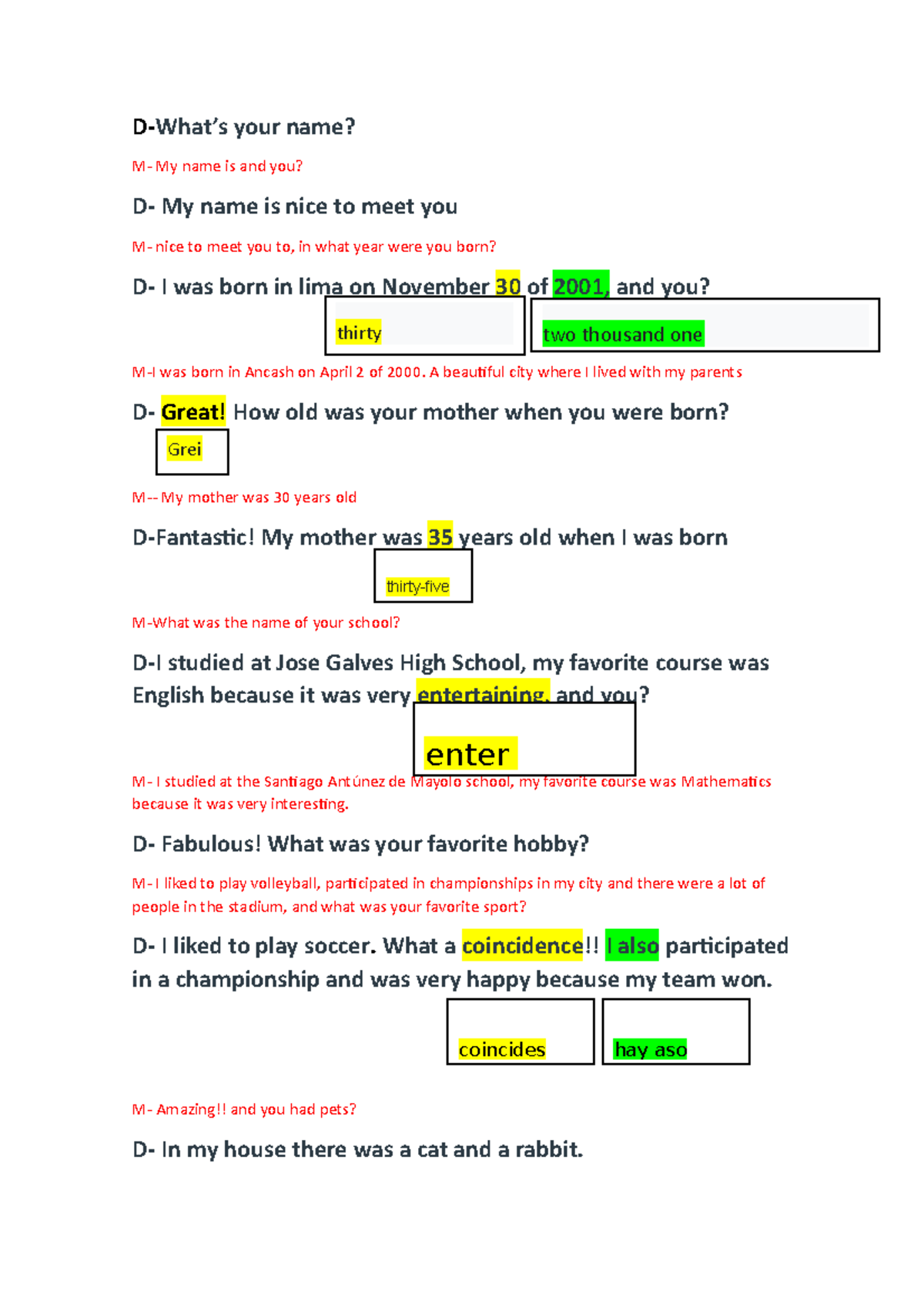 Ingles - week 2 (Recuperado automáticamente) - D-What’s your name? M ...