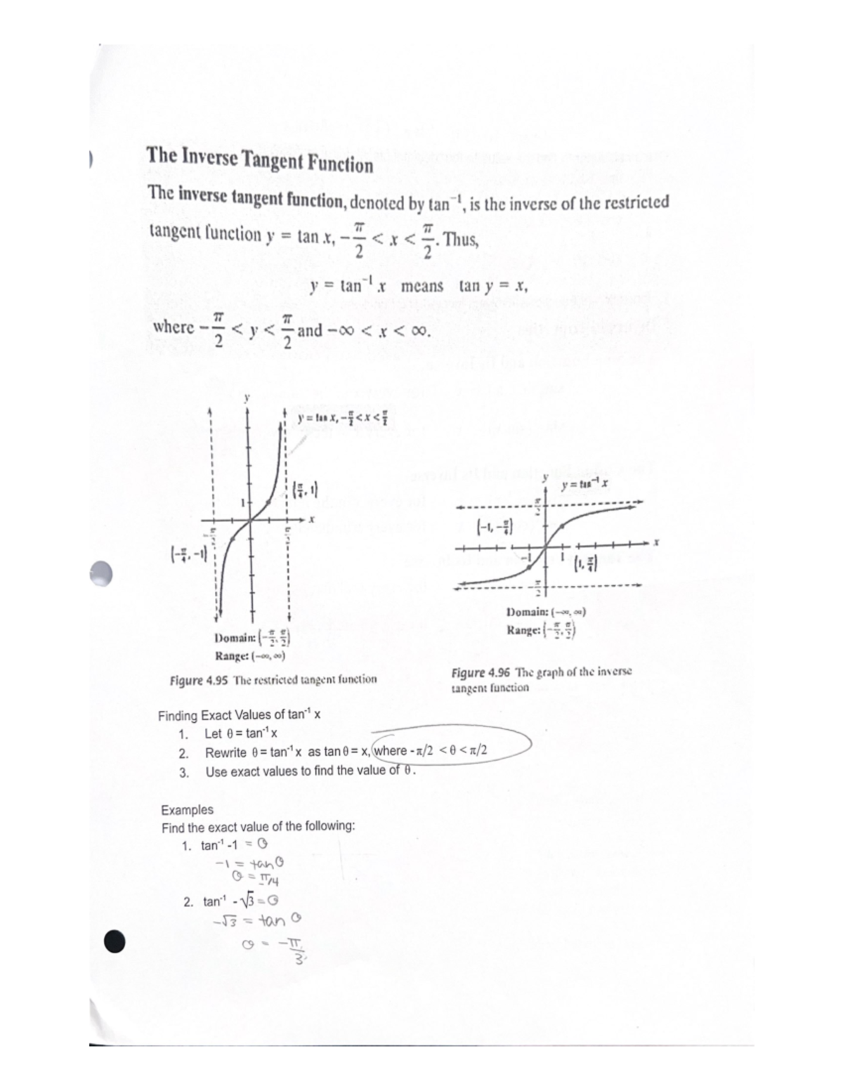 The Inverse Tangent Function - Studocu