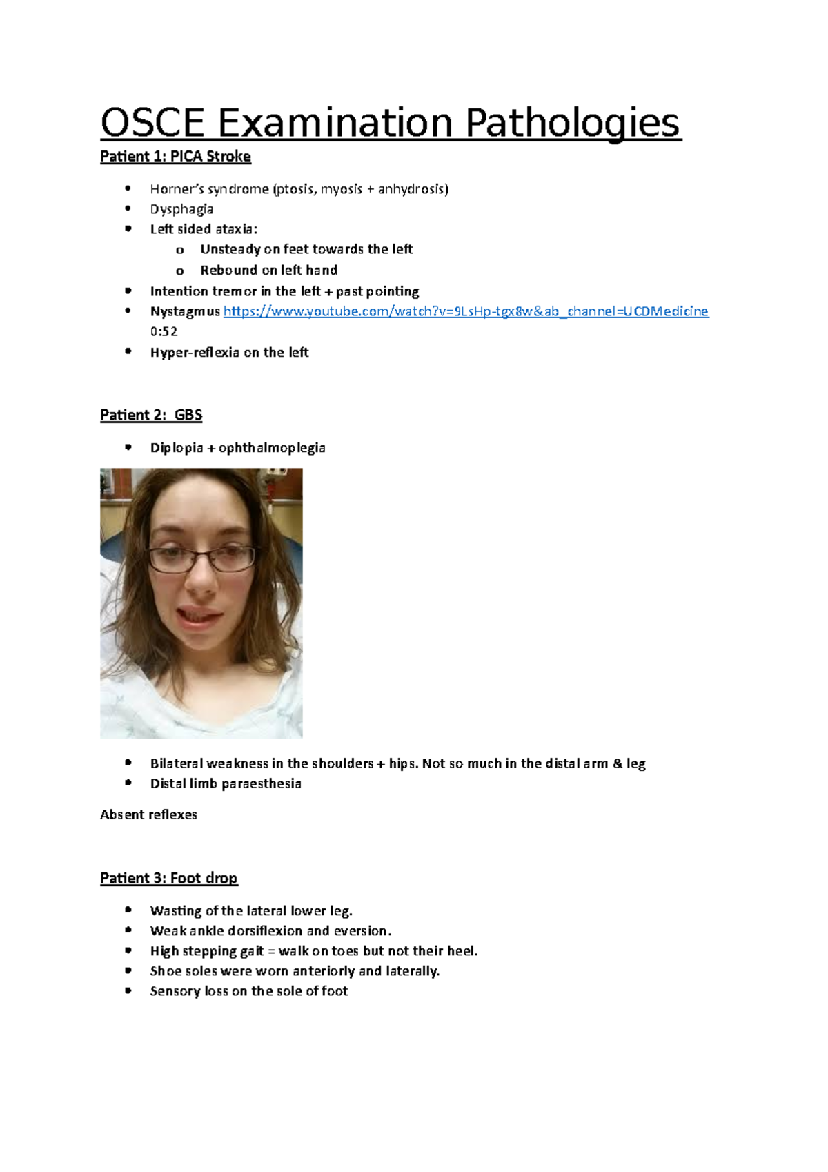 OSCE Examination Pathologies - OSCE Examination Pathologies Patient 1 ...