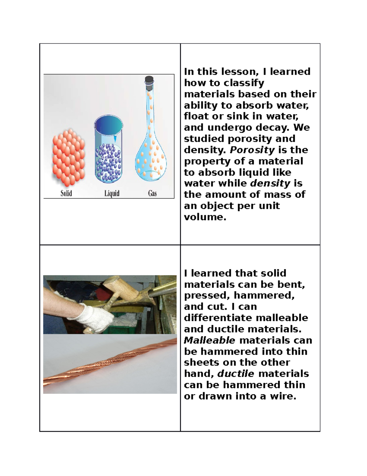 Project Science 4 - In this lesson, I learned how to classify materials ...