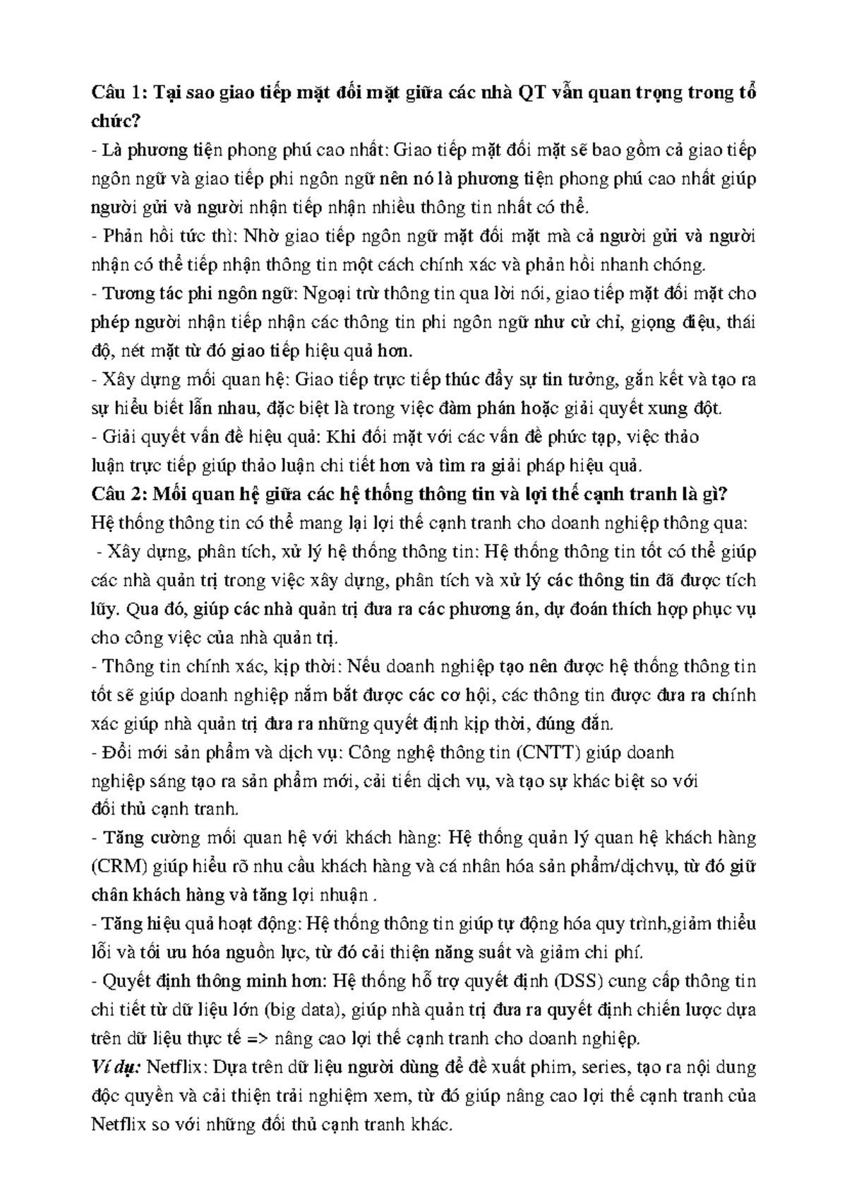 BÀI TẬP C5 (BT NHÓM) Ca1Thu2 K234020214 Võ Thị Hiếu - Câu 1: Tại sao giao tiếp mặt đối mặt giữa ...