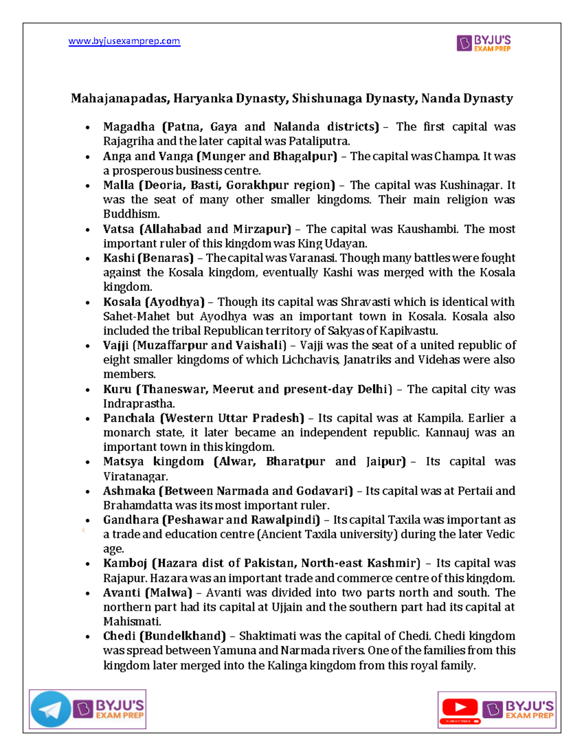 Mahajanpad eng 36 - byjusexamprep Mahajanapadas, Haryanka Dynasty ...