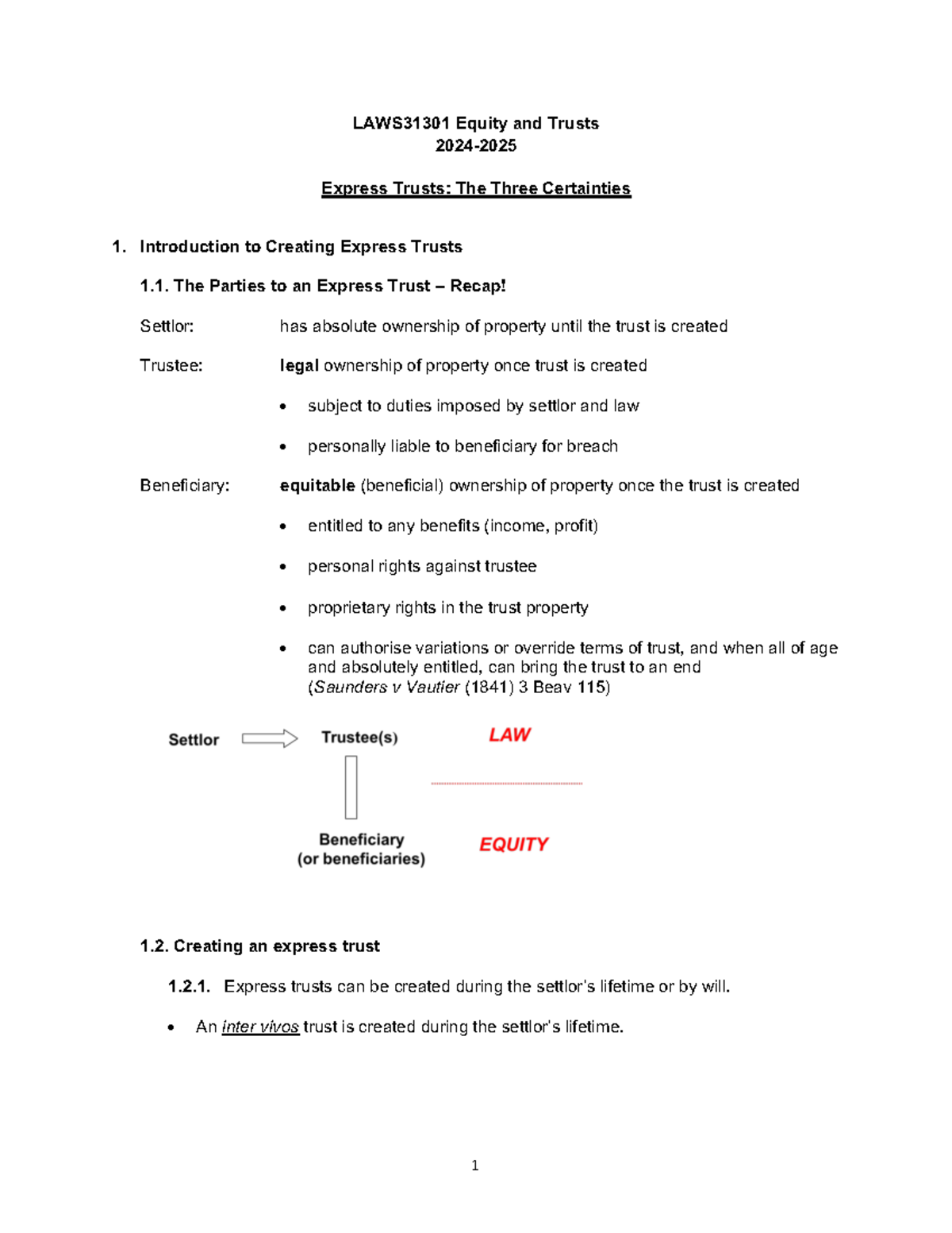 Express Trusts - The Three Certainties - PDF-2 - LAWS31301 Equity and Trusts 2024 - 2025 Express ...