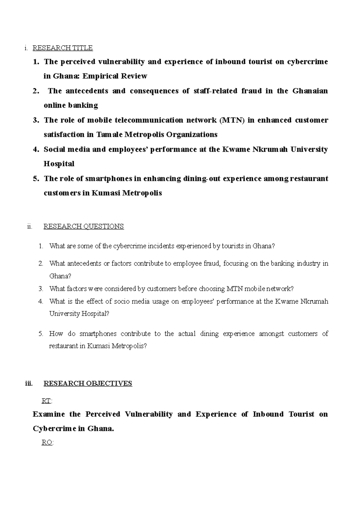 BRM 2 - BRM practical assignment - Business Research Methods - KNUST ...