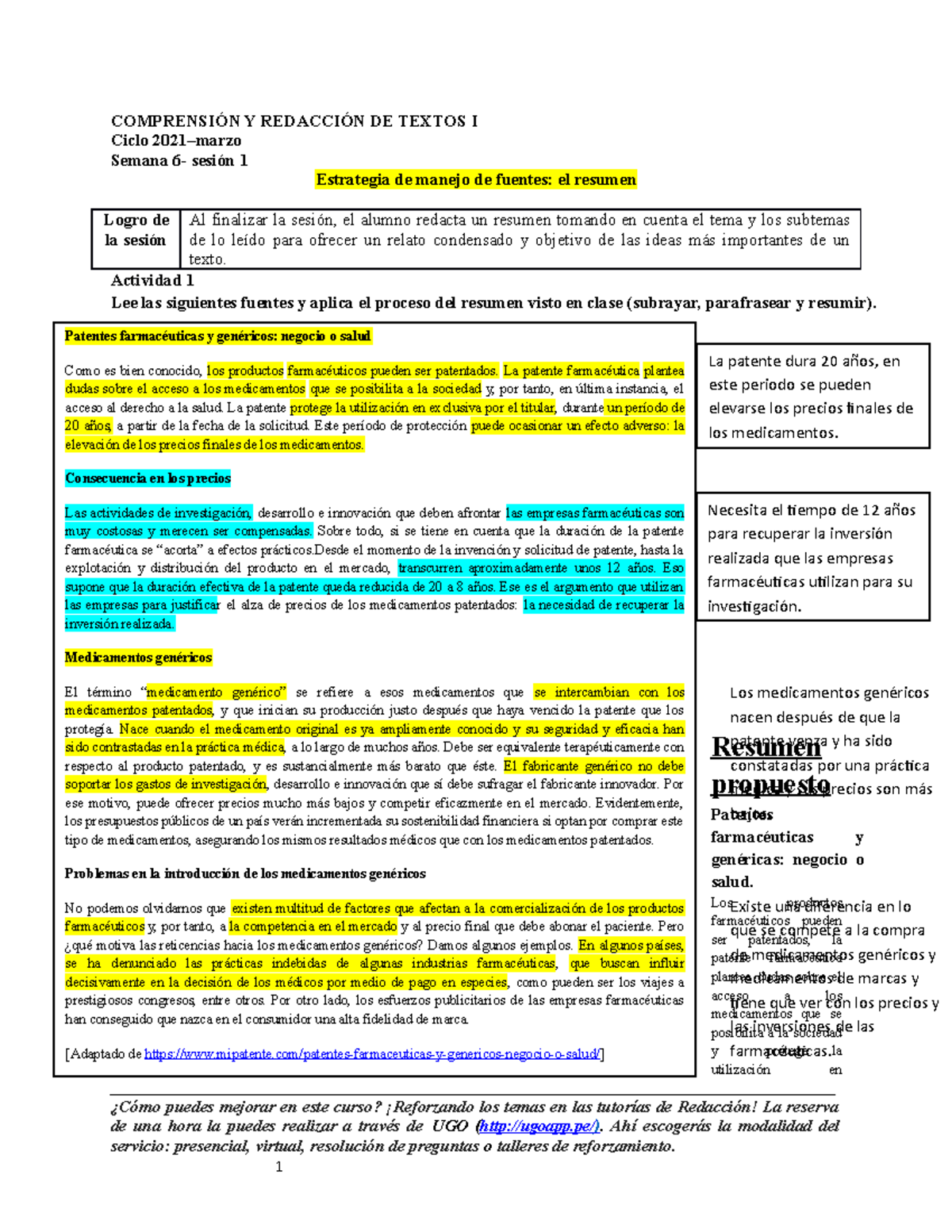 S06.s1 Material de clase (resumen) 2021-marzo - COMPRENSIÓN Y REDACCIÓN ...