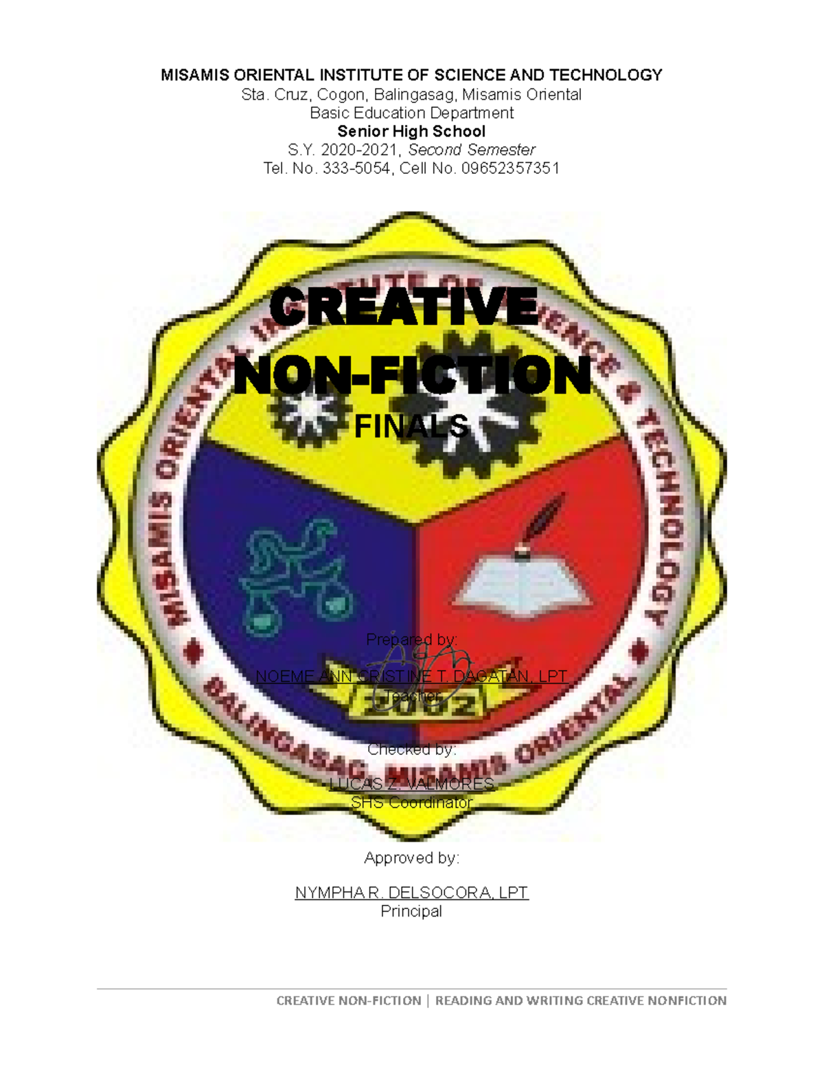 CNF Final Module - MISAMIS ORIENTAL INSTITUTE OF SCIENCE AND TECHNOLOGY Sta. Cruz, Cogon, - Studocu