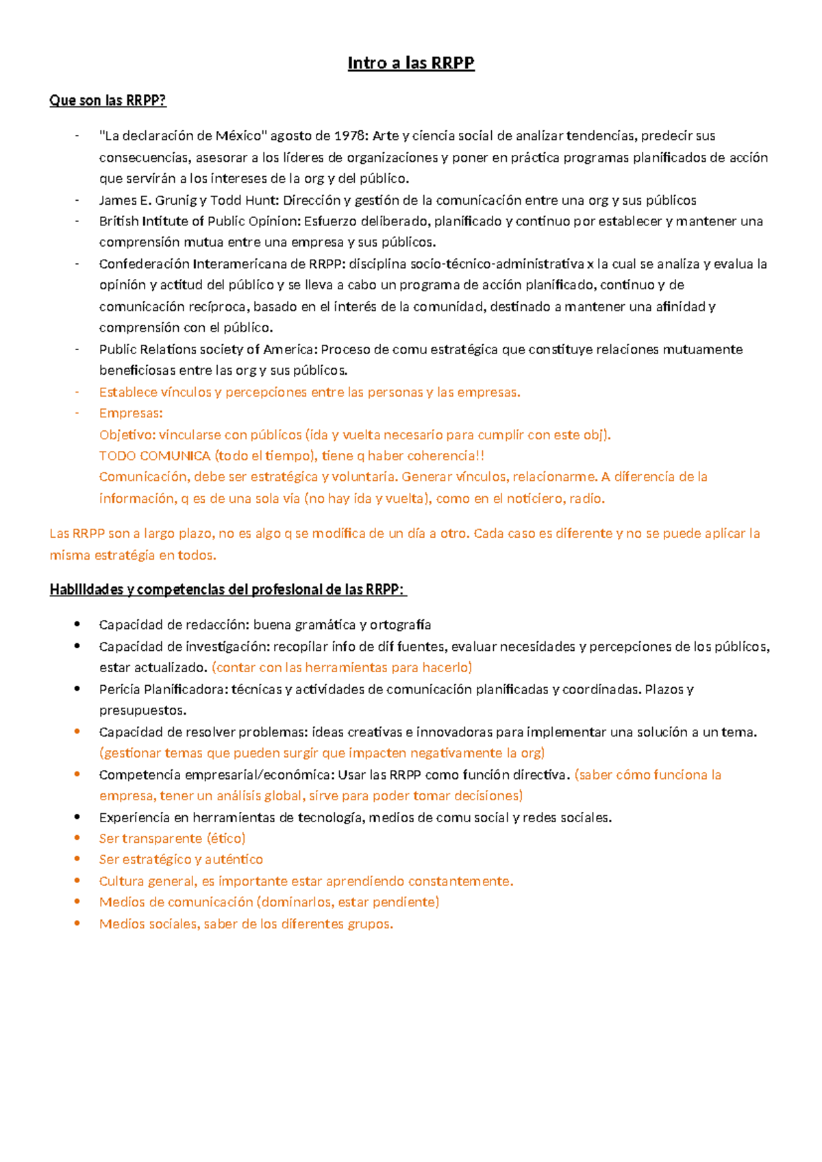 Intro a las RRPP Resumen 1 - Intro a las RRPP Que son las RRPP? - "La declaración de - Studocu
