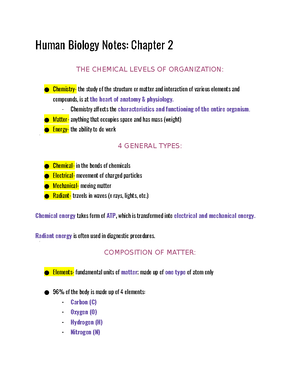 Human Bio Ch.1 Notes - Human Biology Notes: Chapter One COMMON ...