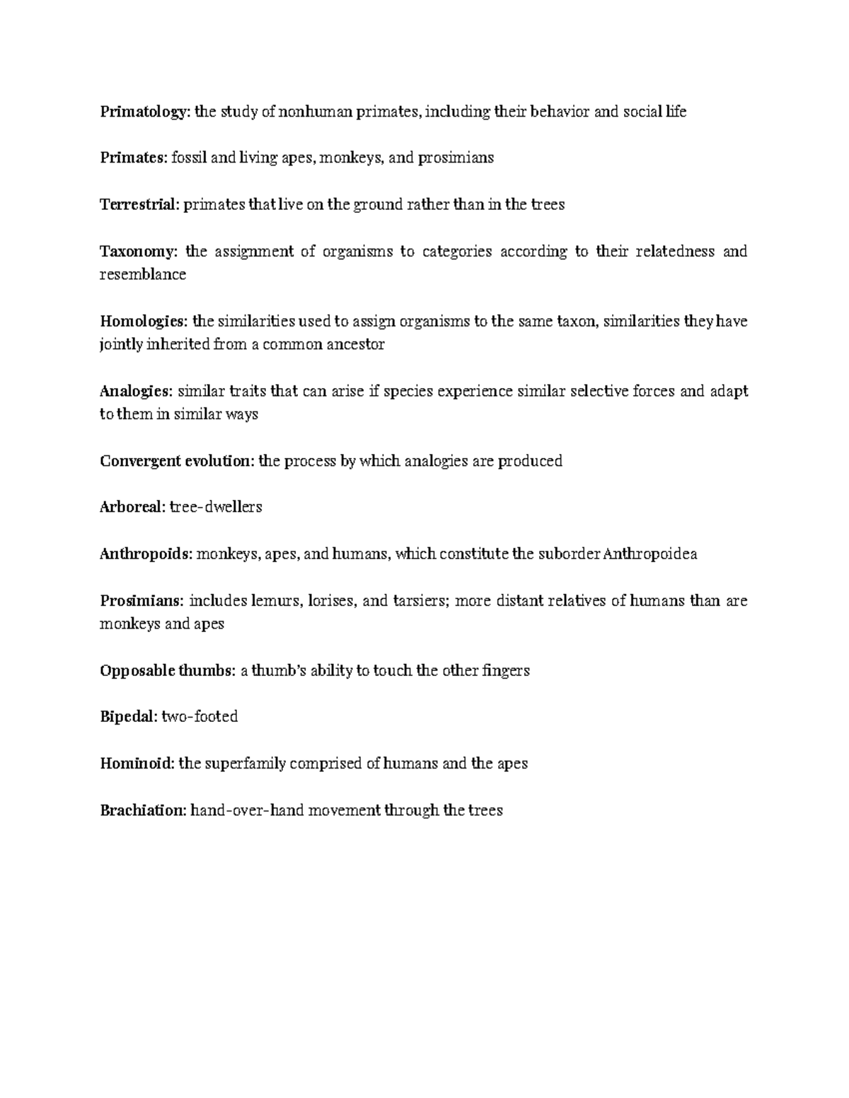 Textbook Notes Chapter 5 - Primatology: the study of nonhuman primates ...