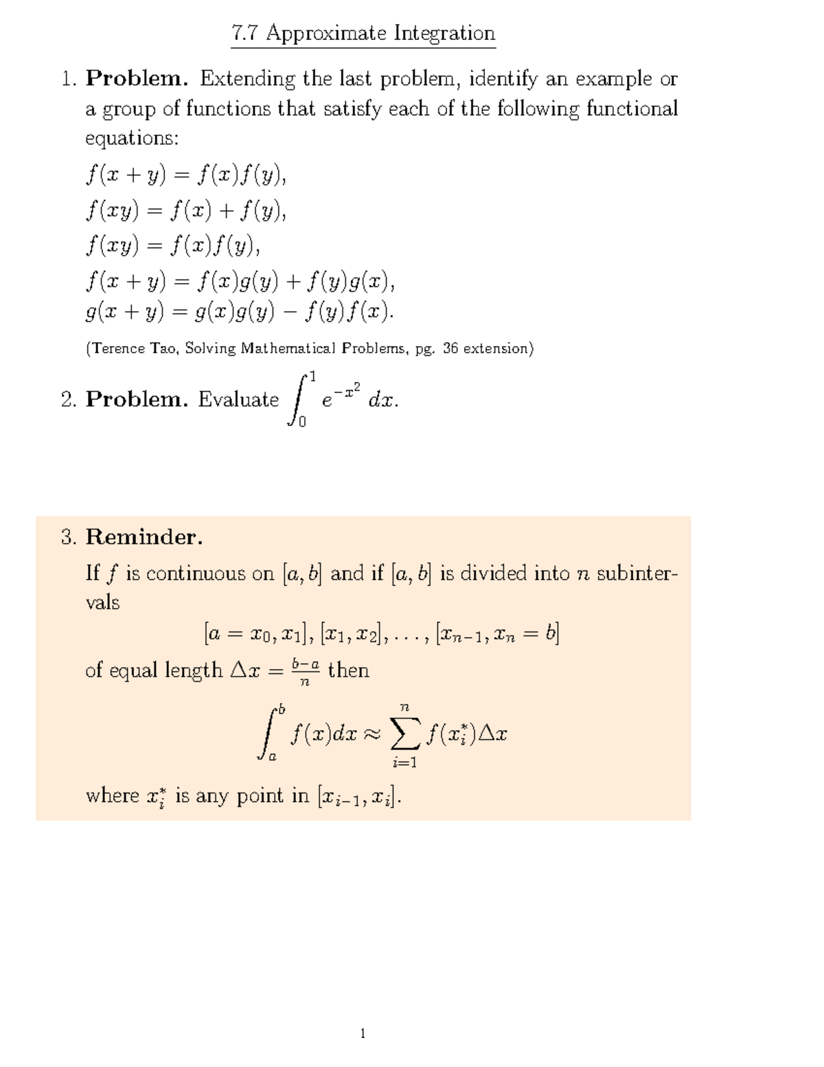 Sec7.7 Approximate Integration - 7 Approximate Integration Extending ...