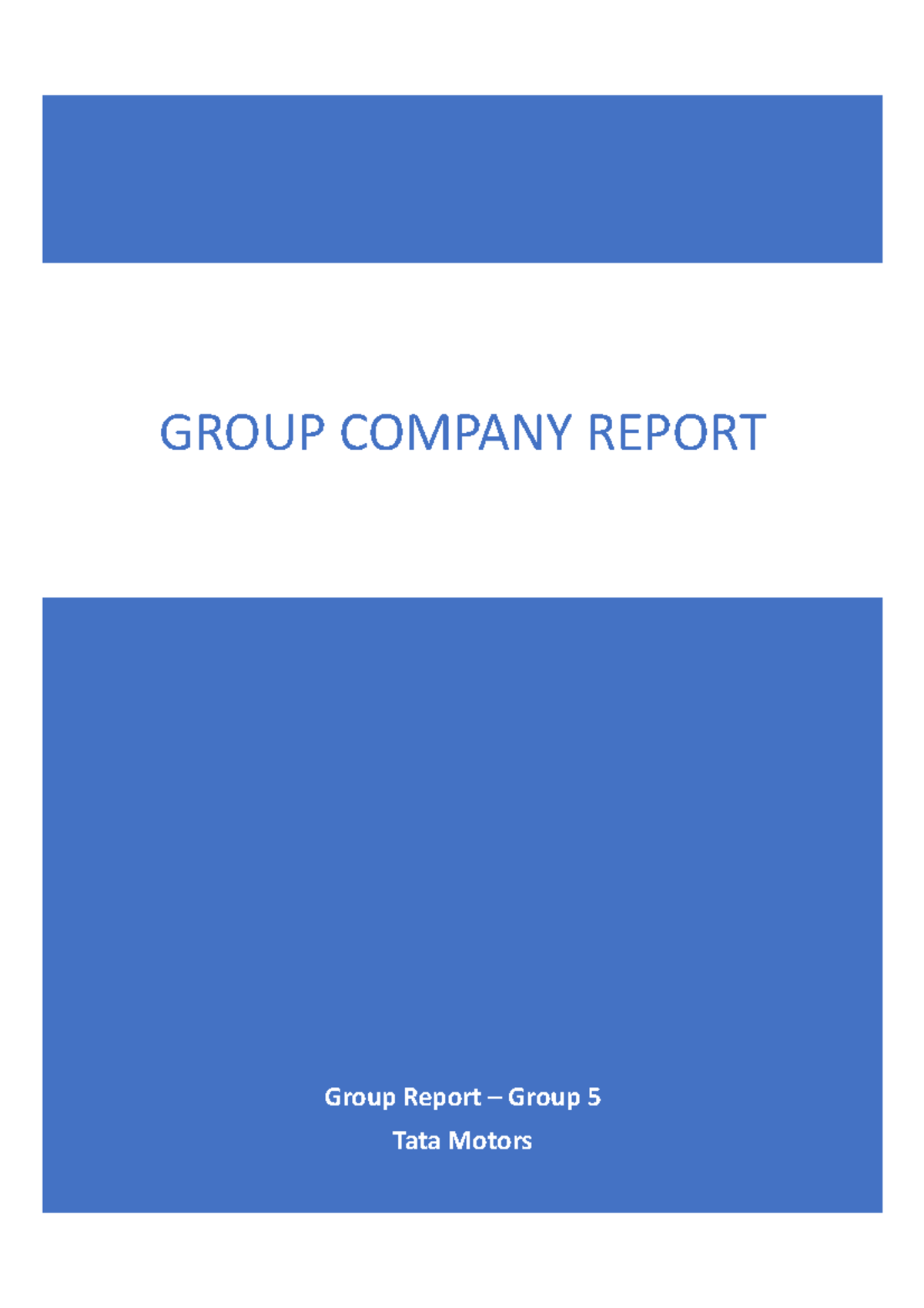 Group Company Report - Gorup 5 - Group Report – Group 5 Tata Motors ...