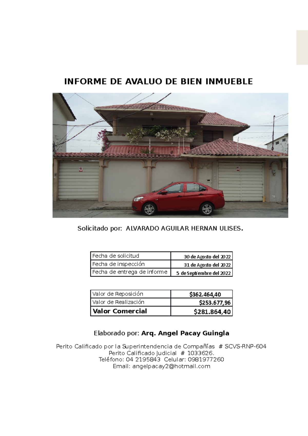 Informe DE Avaluo CASA - VALORACION DE CASA Y TERRENO EN CASA EMBARGADA ...