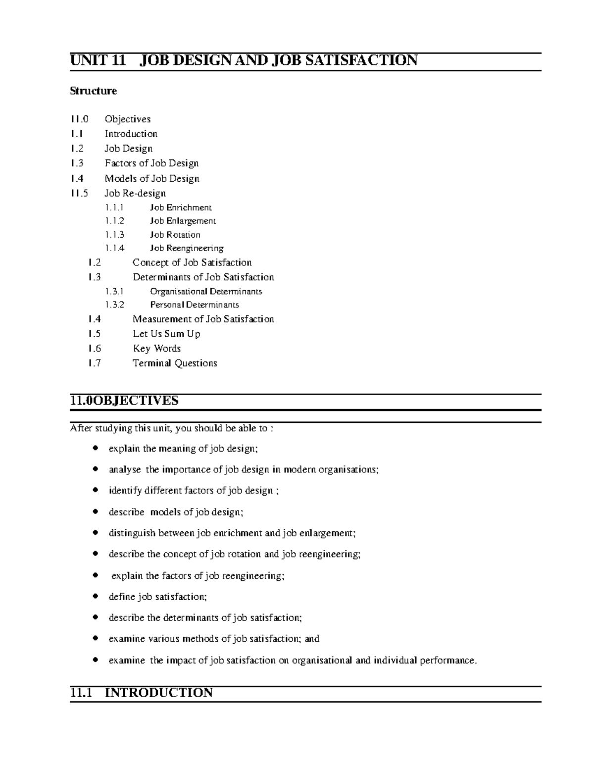 Unit-11 - This unit tells about the meaning of job design,importance of ...