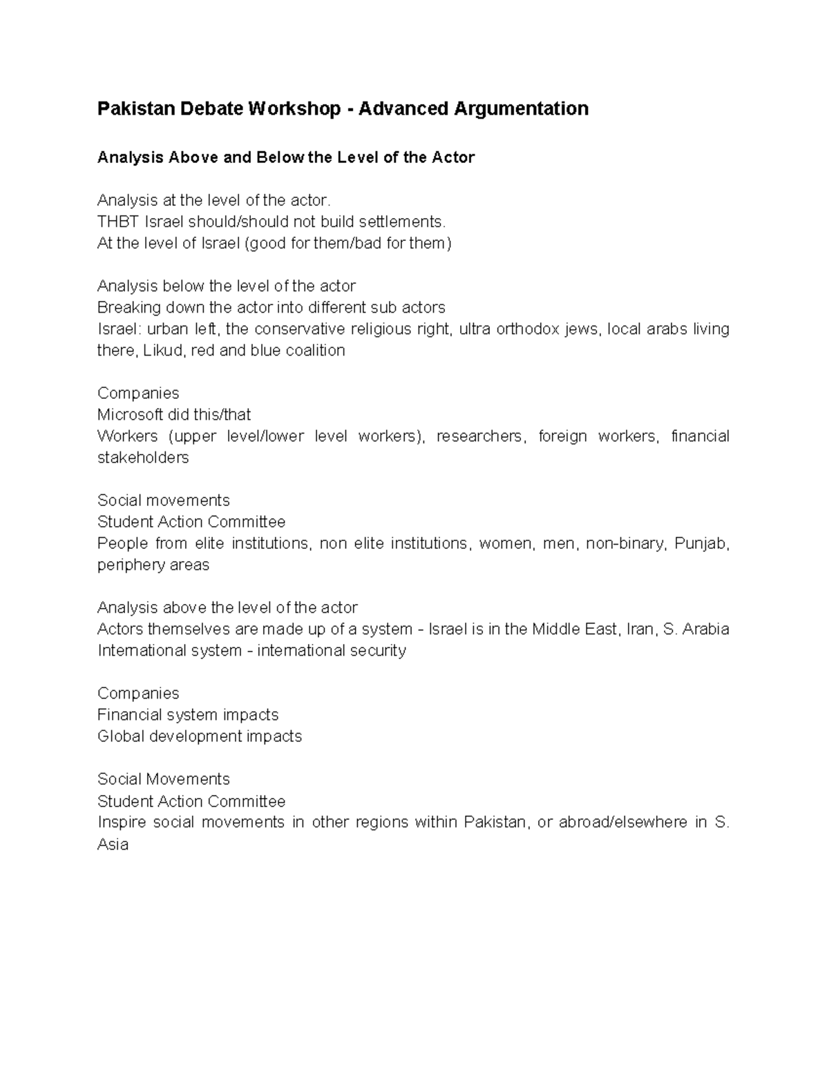 Advanced Argumentation - Pakistan Debate Workshop - Advanced Argumentation Analysis Above and ...