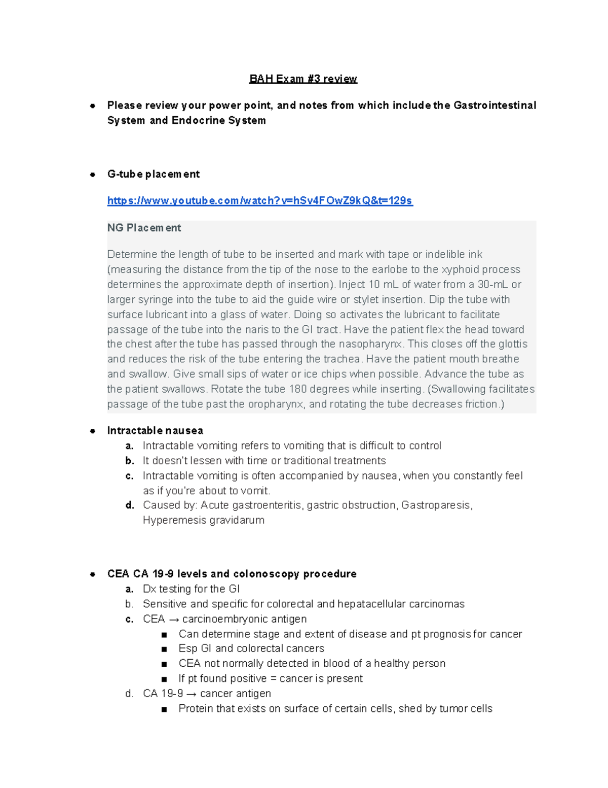 BAH Exam #3 Study Guide - BAH Exam #3 review Please review your power ...