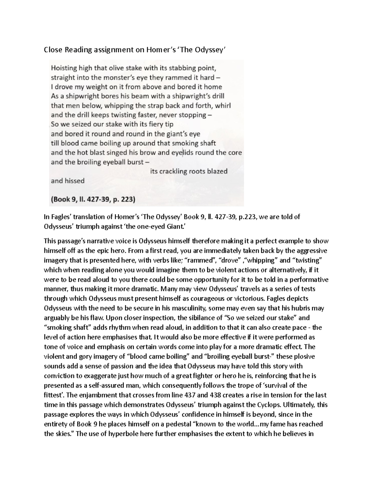 Close Reading assignments on Homer's 'The Odyssey' - Close Reading ...