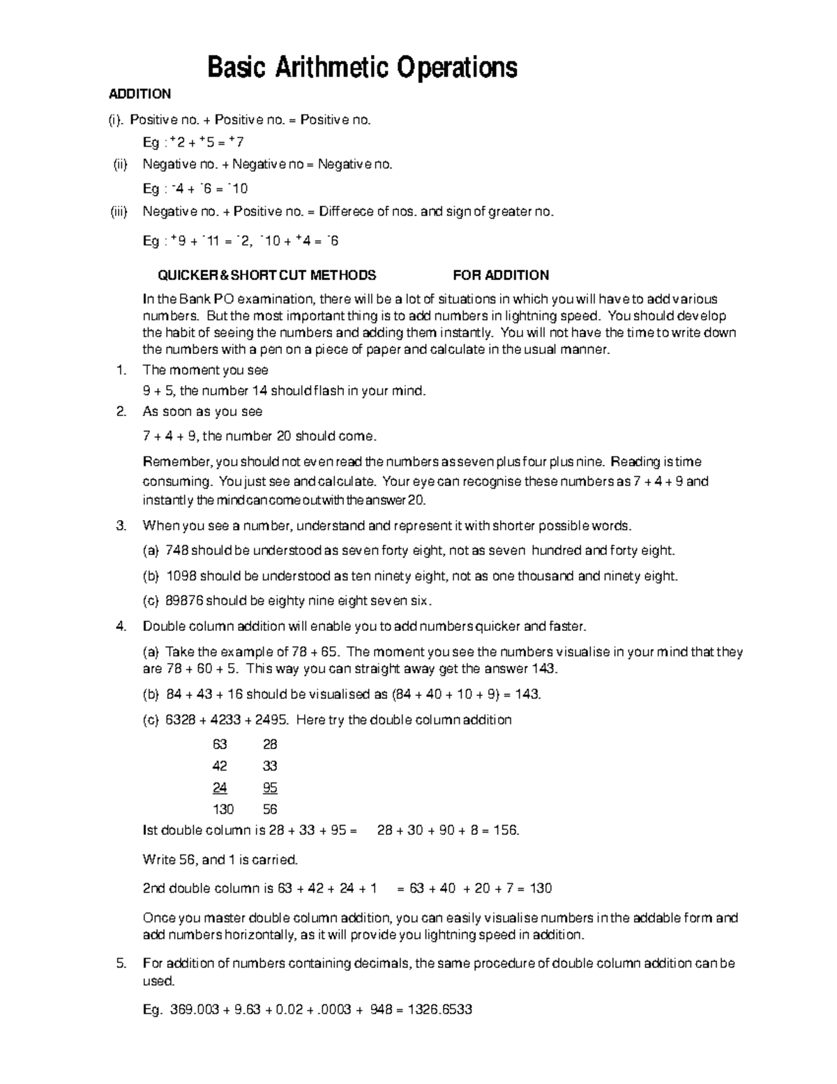 Quantitative Apptitude -Basic Arithmetic operations - Basic Arithmetic ...