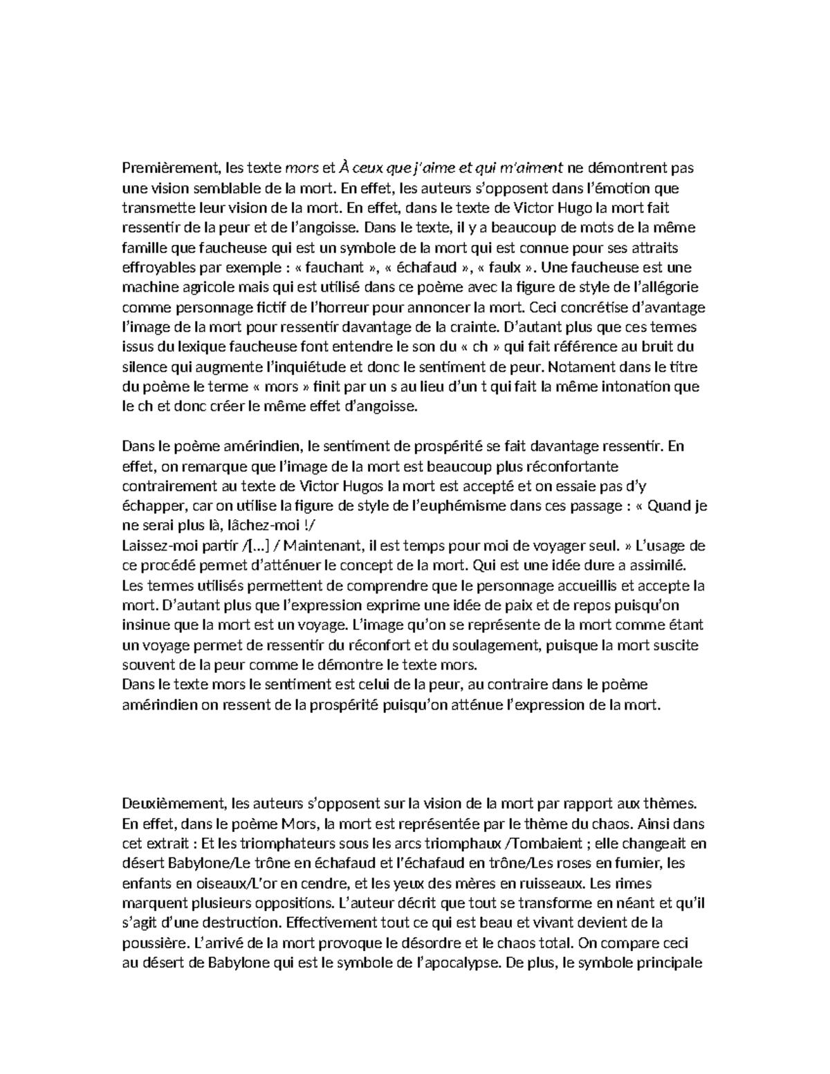 Analyse 1 - dfghjk - Premièrement, les texte mors et À ceux que j’aime ...