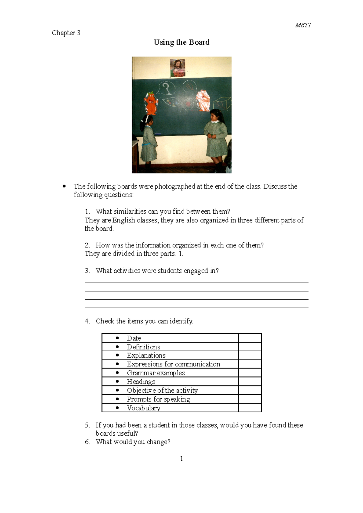 11 MET1Chapter 3 Board - afagsgsgs - MET Chapter 3 Using the Board The ...
