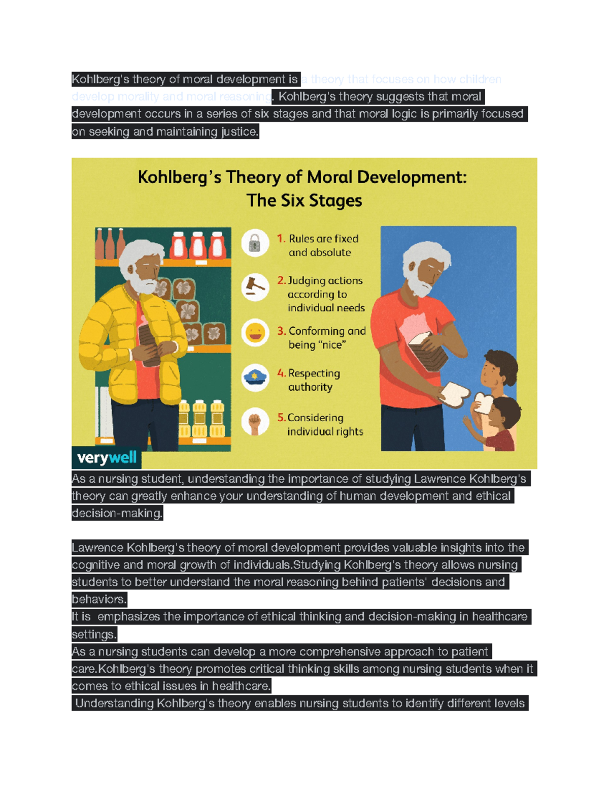 Moral Devt Theory Assignment - Kohlberg's theory of moral development ...