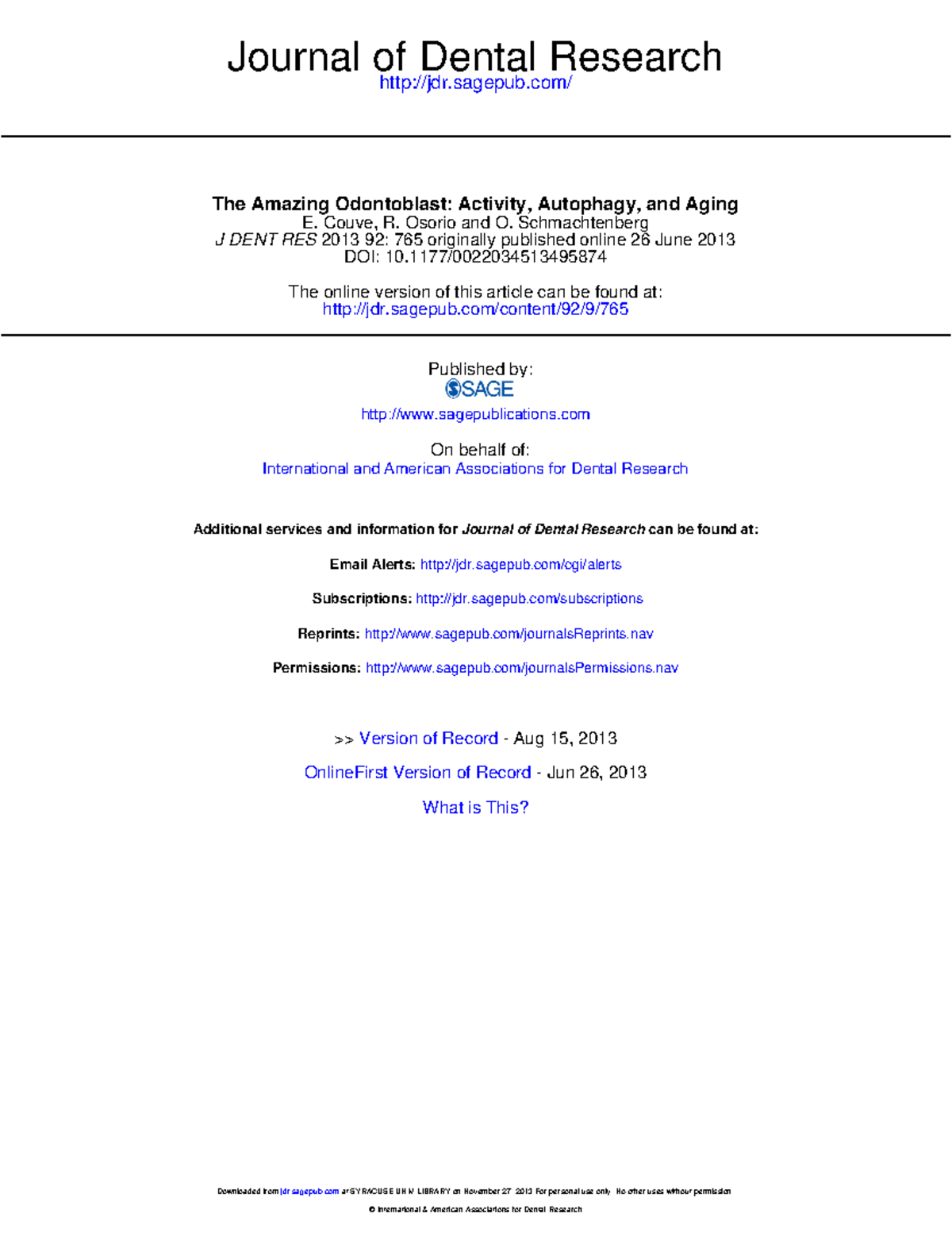 Amazing odontoblqast 2013 - jdr.sagepub/ Journal of Dental Research ...