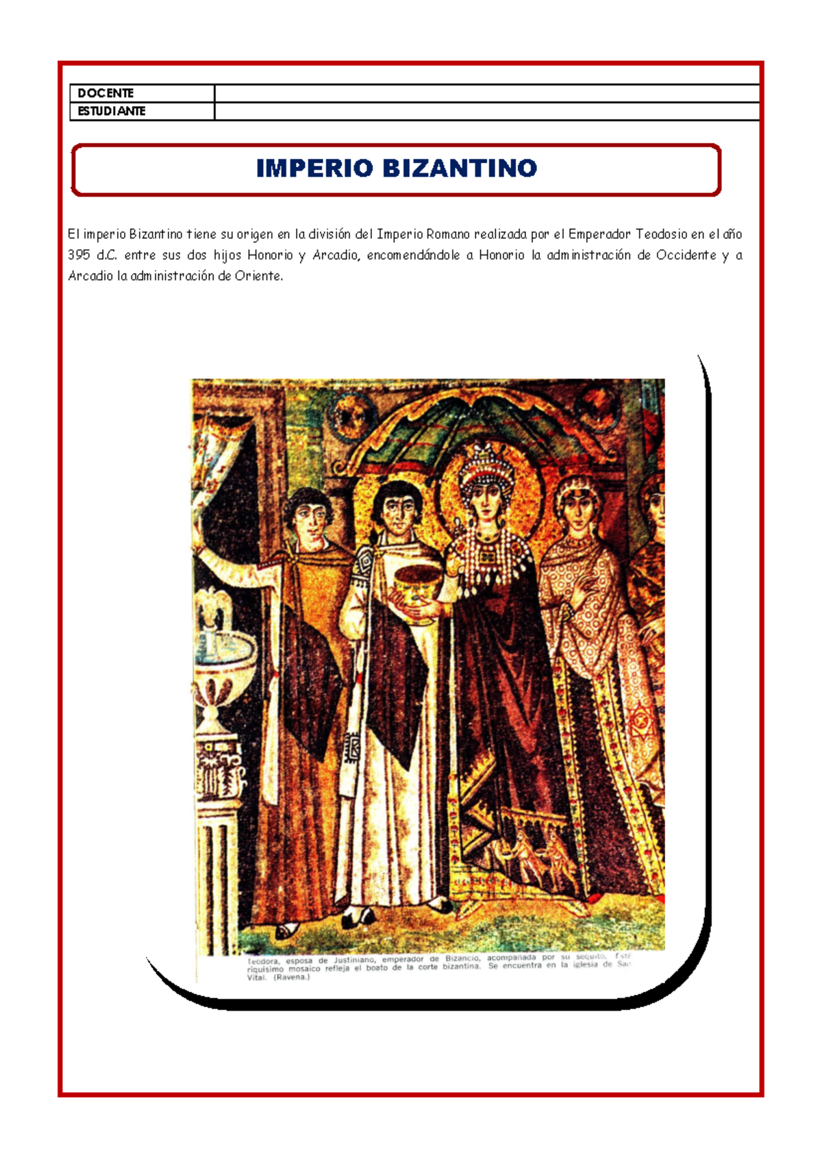 Ficha DE Refruerzo - Imperio Bizantino 2°A-B-C - Ccruz - IMPERIO ...