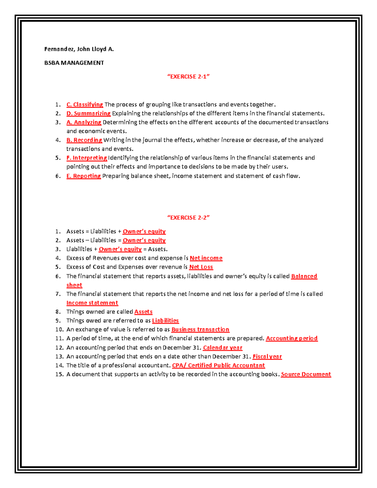 Activities Chapter 2 - Sample problems and answers in accounting ...