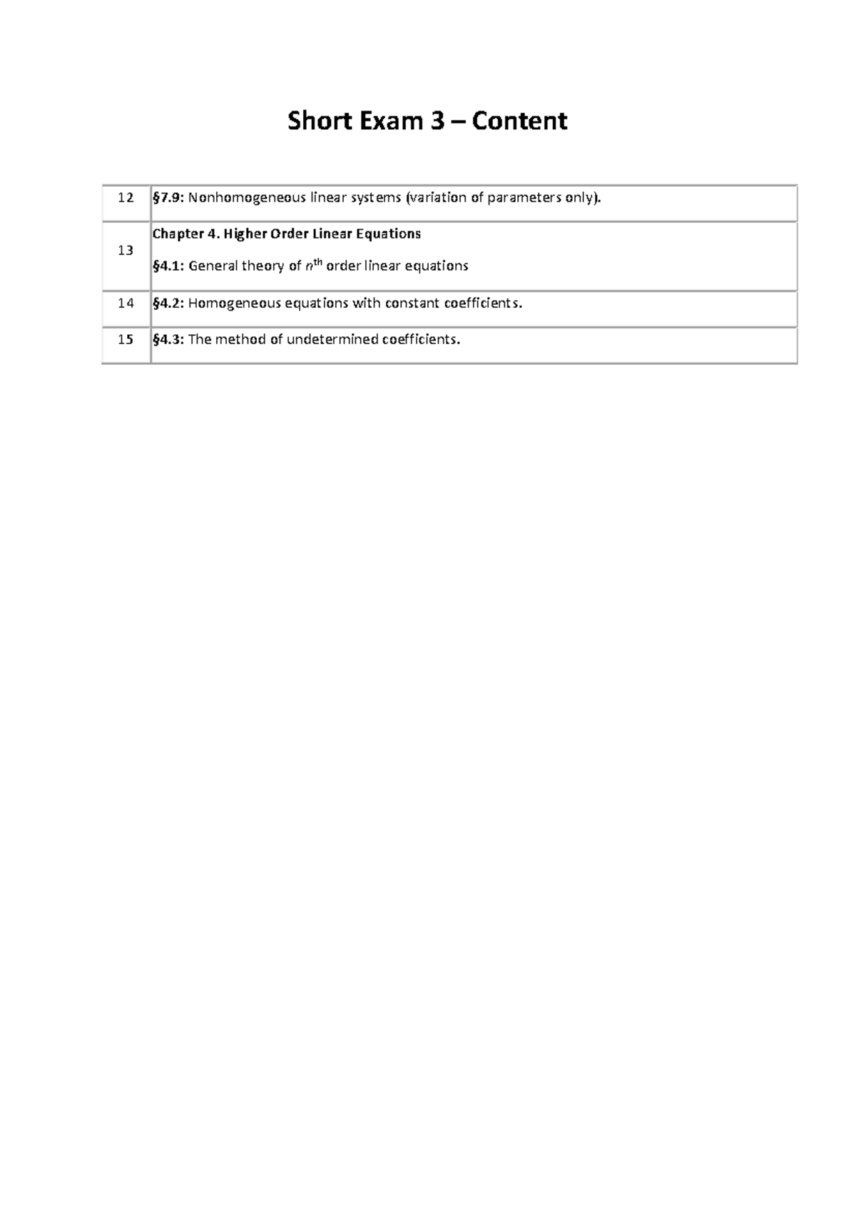 Short Exam 3 Content - Math219 differential equations course notes ...