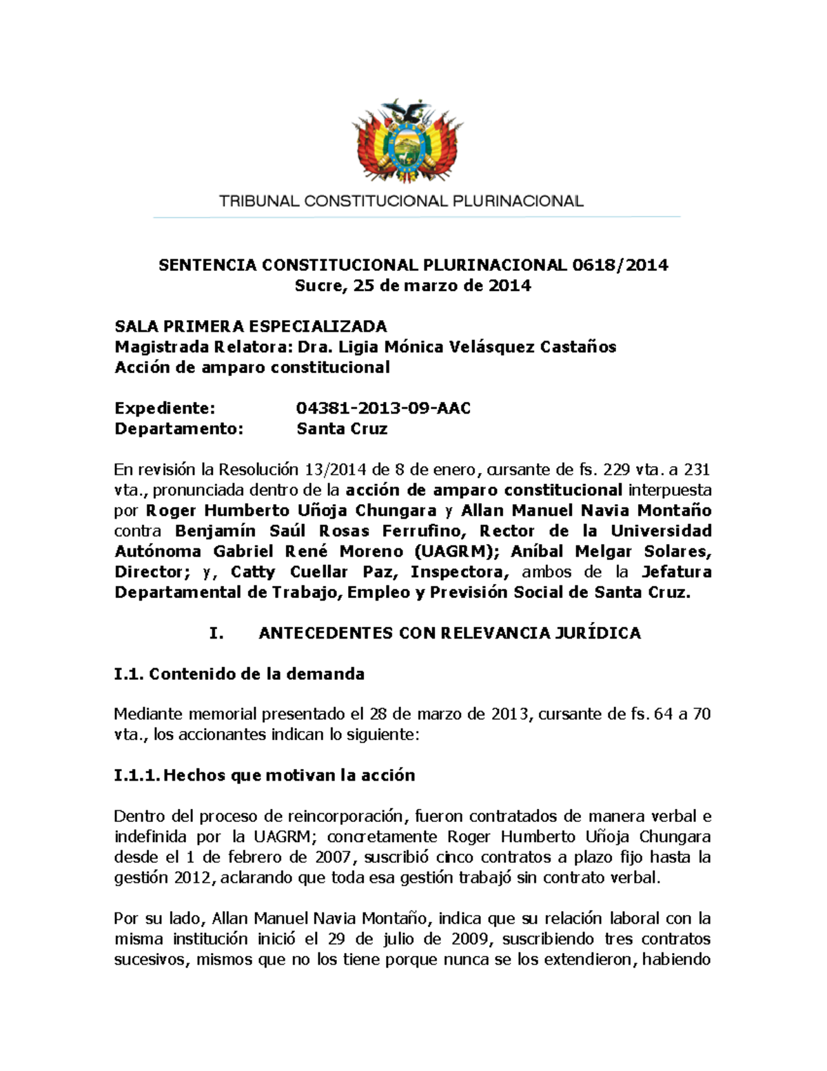 SCP 0618 de 25 de marzo de 2014 - SENTENCIA CONSTITUCIONAL ...