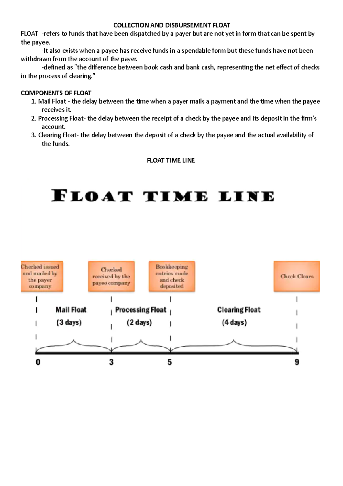 Collection AND Disbursement Float - Accountancy - Central - Studocu