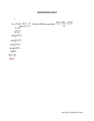 MATH 2312 Final Exam Review part 1 - MATH 2312 Final Exam Review (Part ...