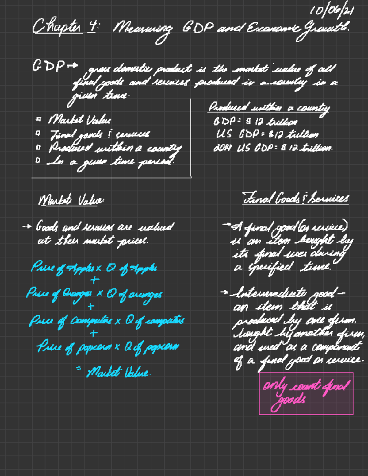 Macroeconomic notes 1 - 10/06/ ¥ 4 : measuring GDPandEconomic growth ...