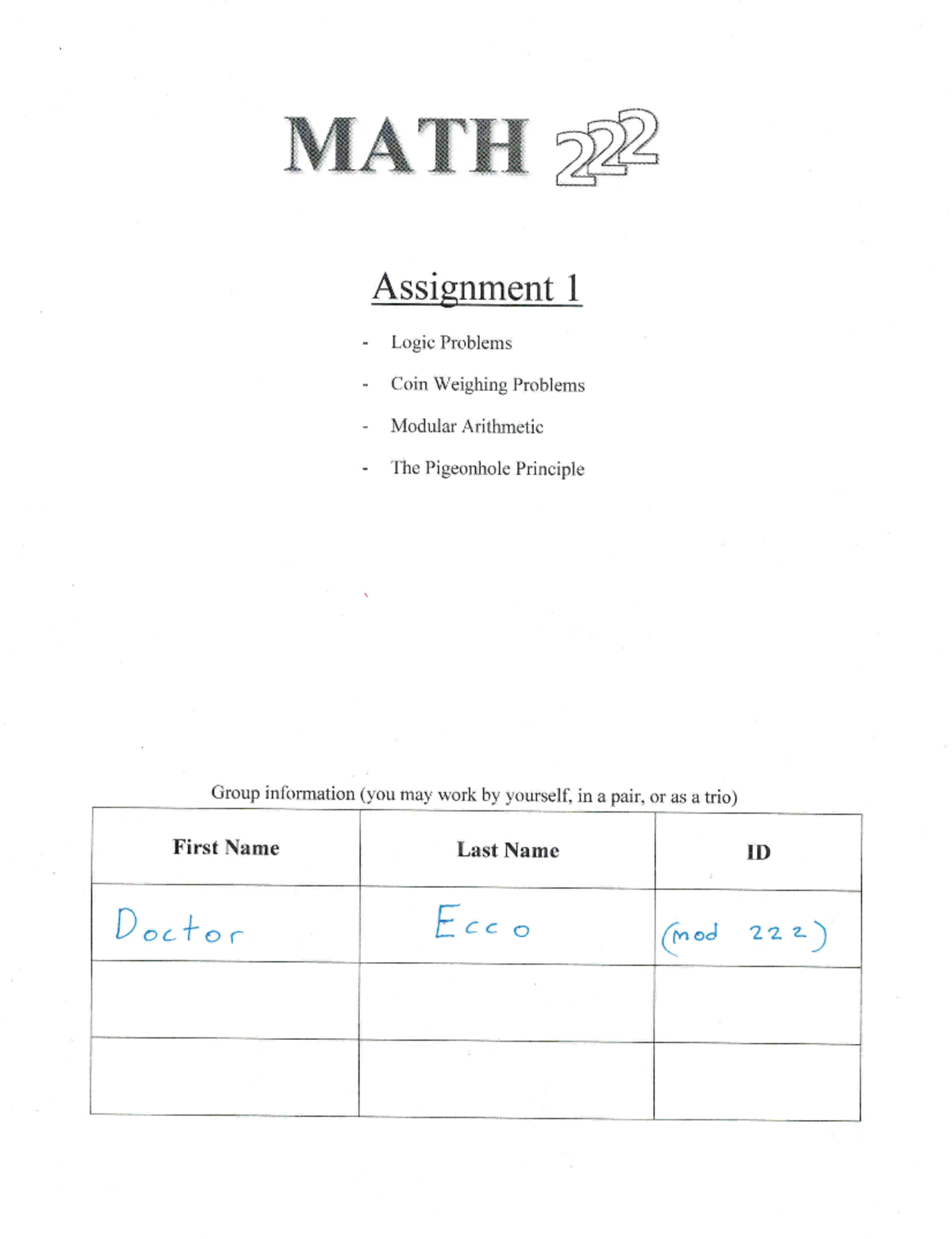 Assignment 1 Solutions - Math222 - Studocu