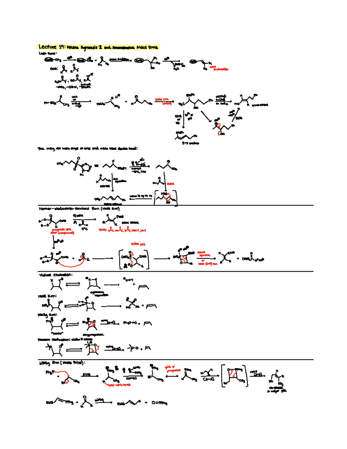 Lecture 19 Alkene Synthesis II and Stereoselective Aldol Rxns - Lecture ...