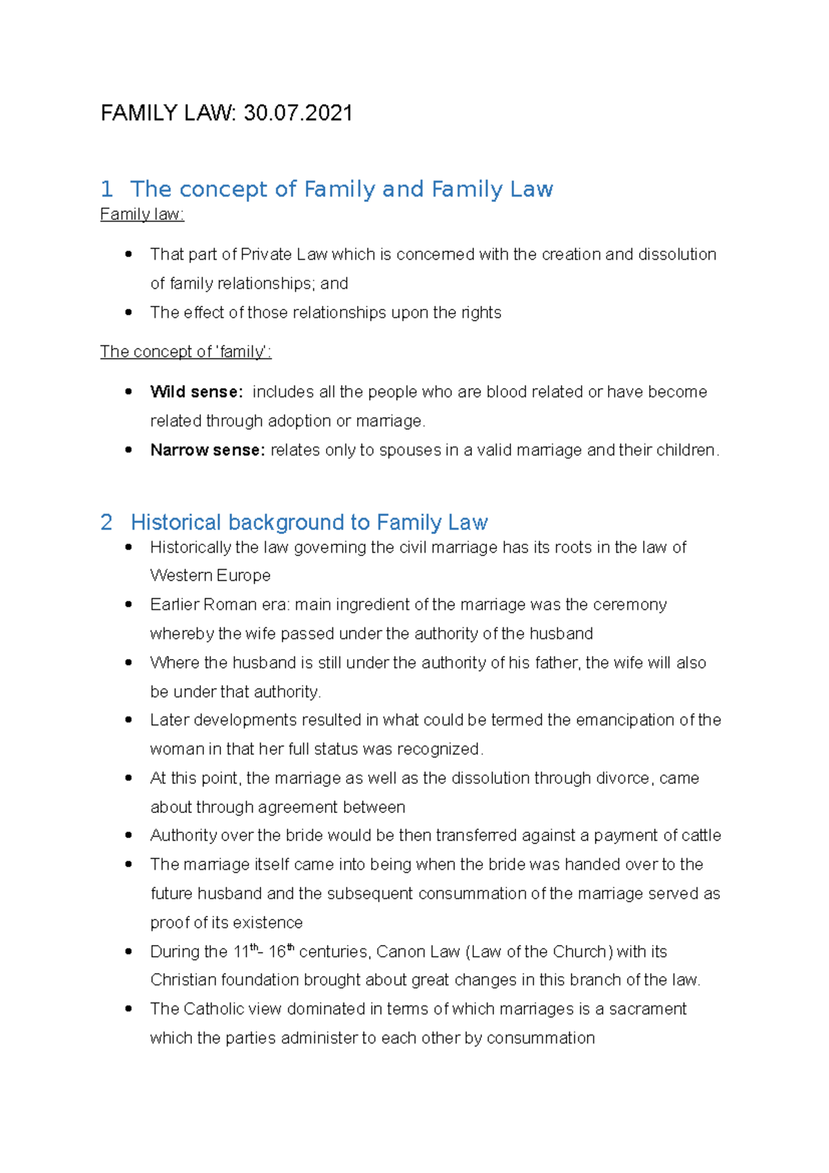 FAMILY LAW SCHOOL OF LAW - UNIVERSITY OF NAMIBIA - FAMILY LAW: 30. 1 ...