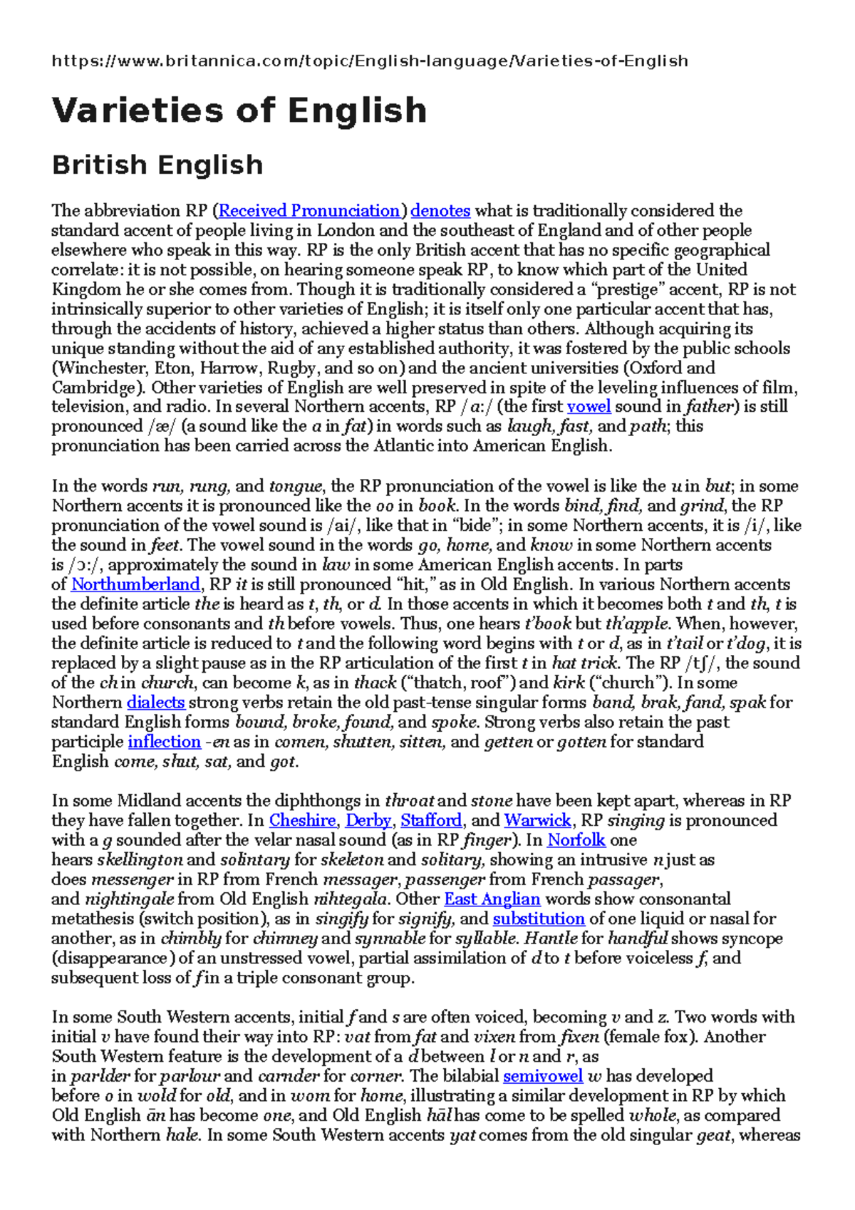 Varieties of English - Overview - britannica/topic/English-language ...