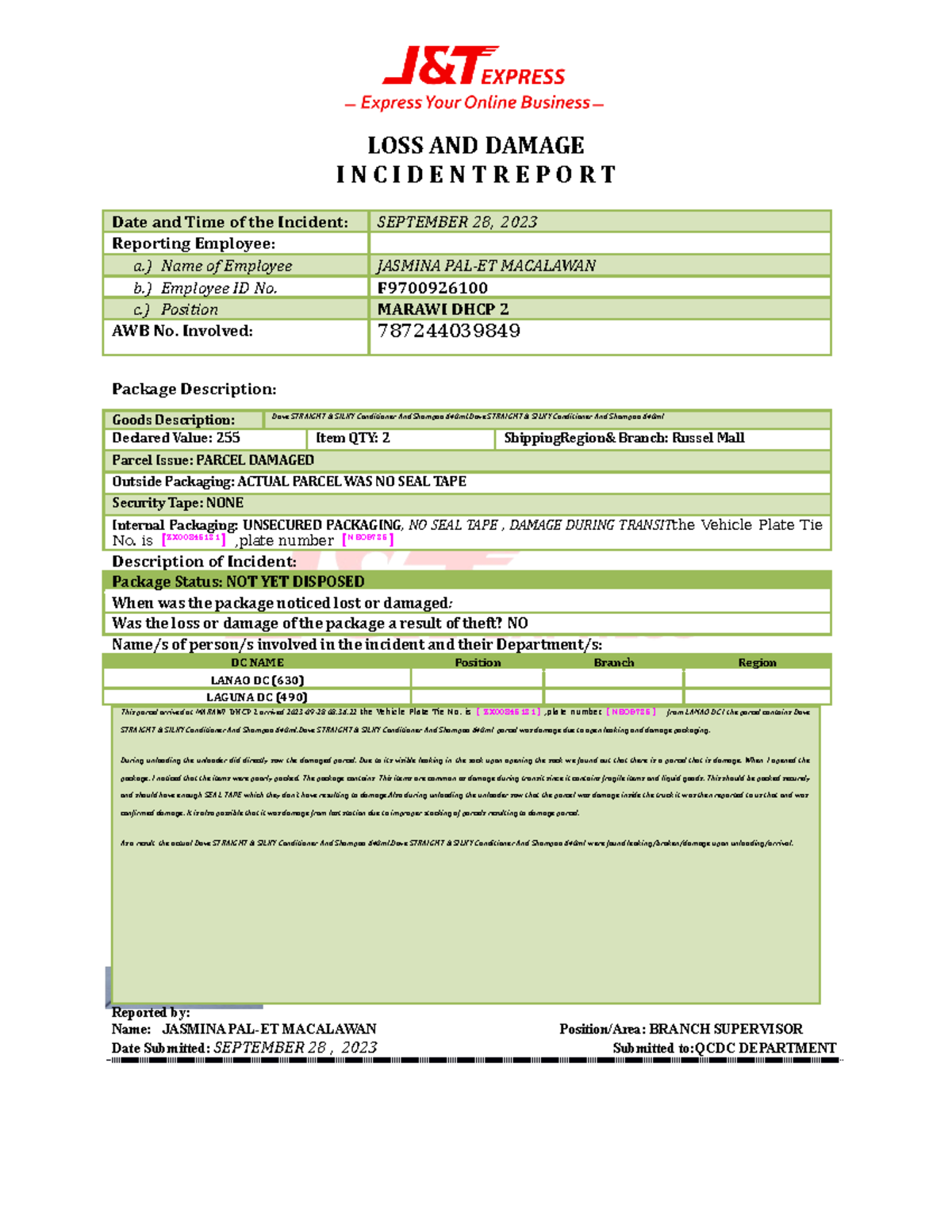 787244039849 Marawi DHCP 2 Damage 9-28 -2023 CDO IR - LOSS AND DAMAGE I ...