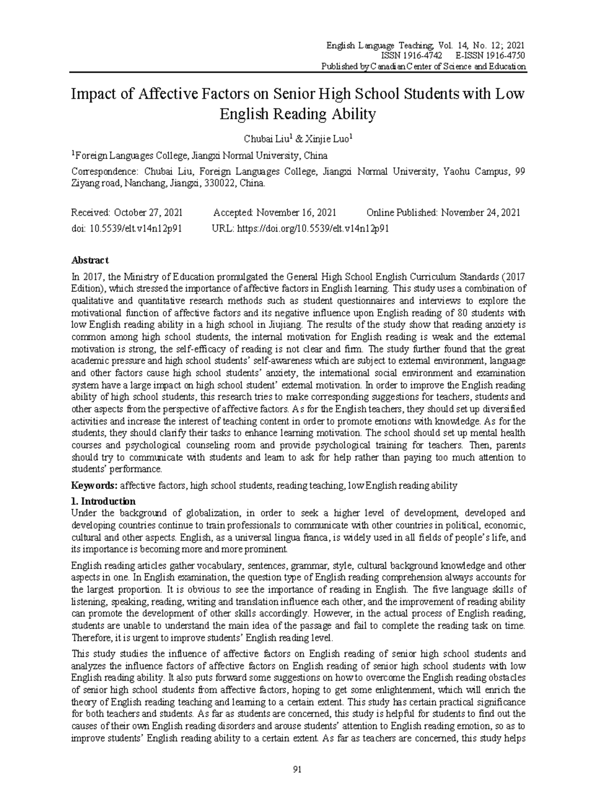 EJ1323761 - Guide RRL - English Language Teaching; Vol. 14, No. 12 ...