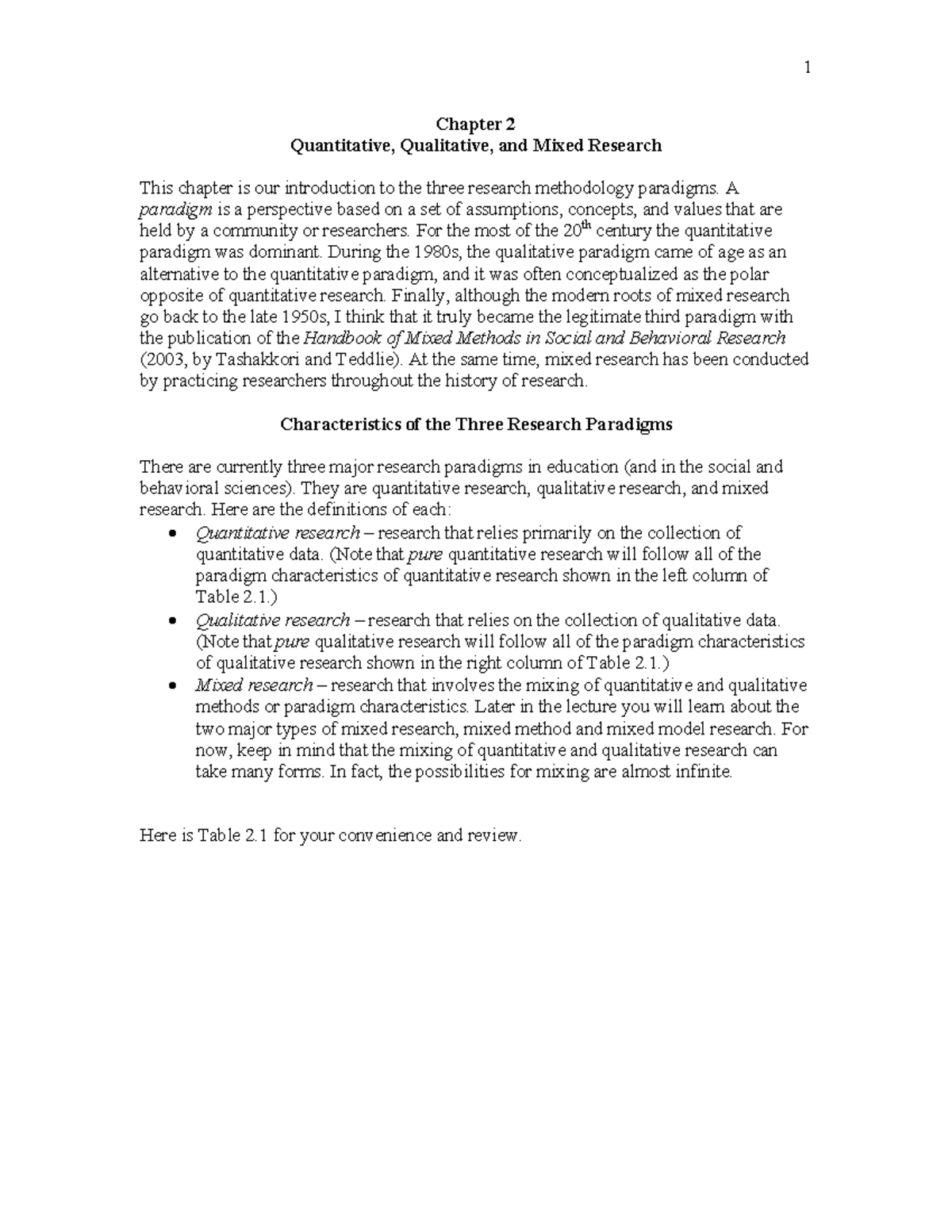 Psyres 330 - Qualitative Quantitative Mixed Research - 1 Chapter 2 ...