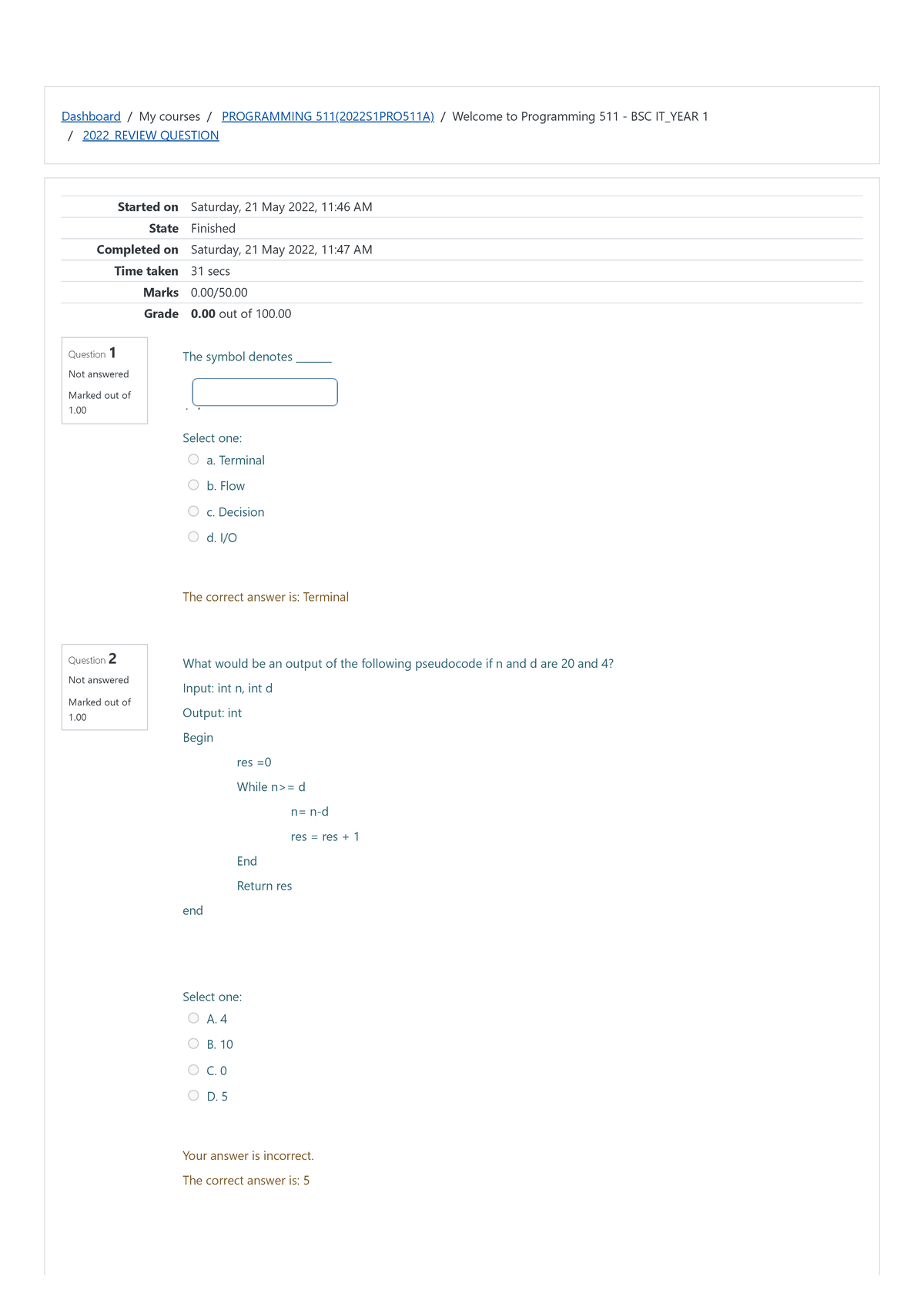 CA Test 2 Programming - Dashboard / My courses / PROGRAMMING 511 ...