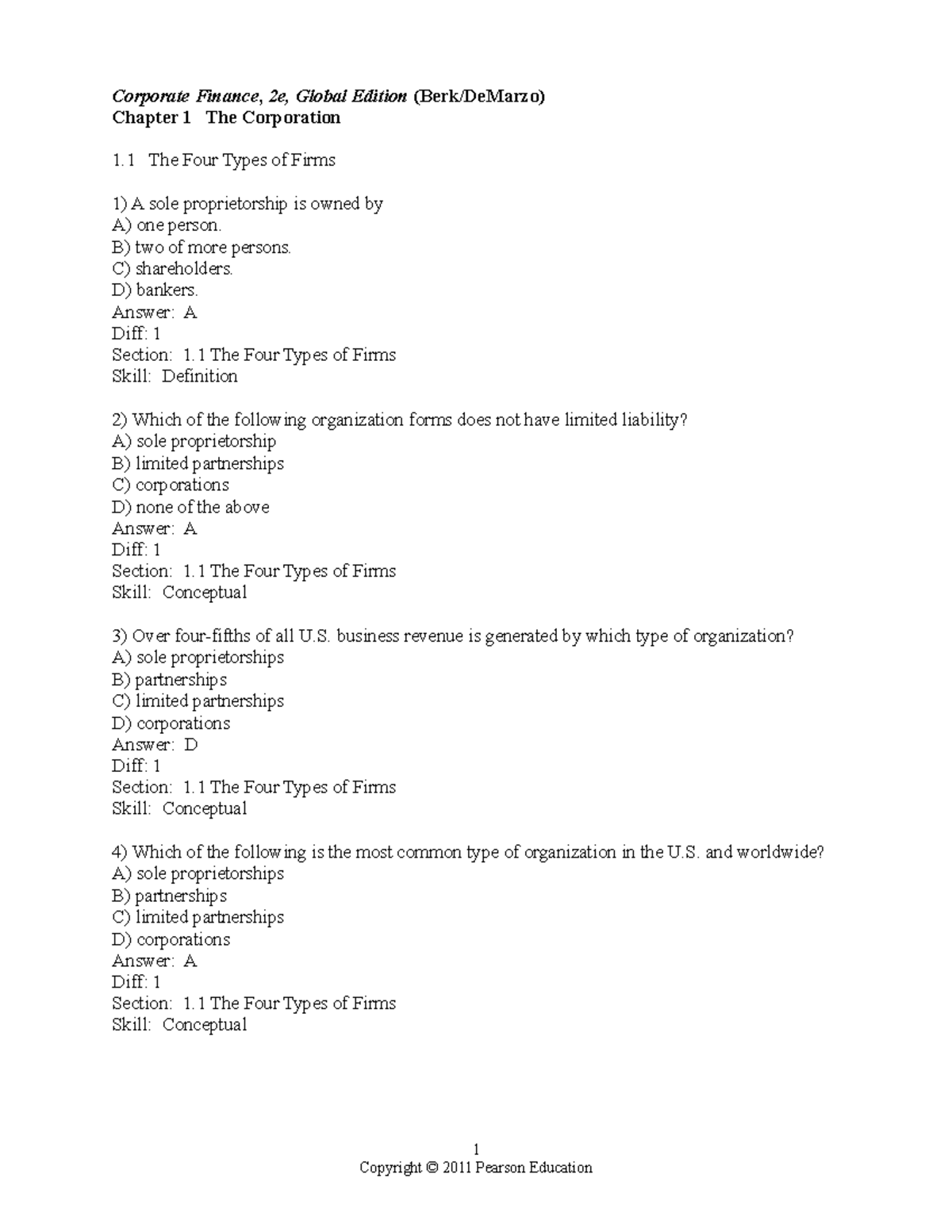 01-The-Corporation - RCC - Corporate Finance, 2e, Global Edition (Berk ...
