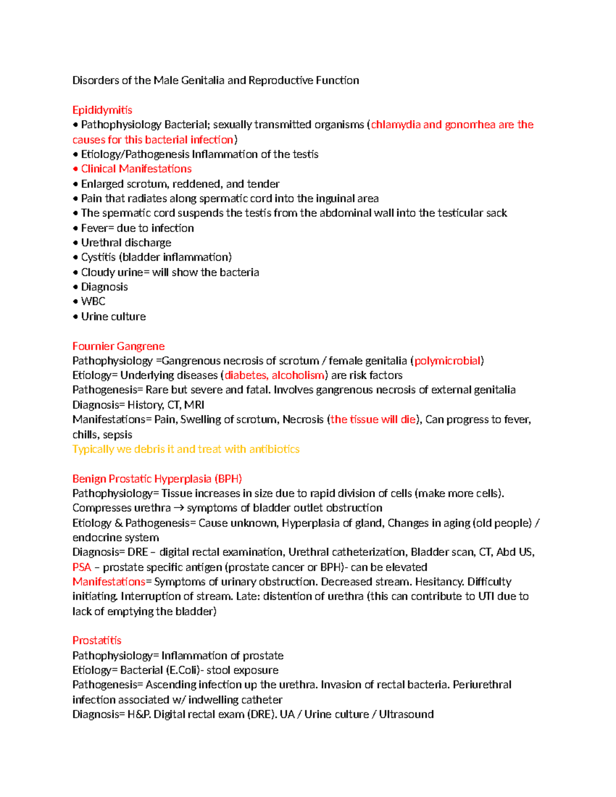 Disorders of the Male Genitalia and Reproductive Function Patho ...